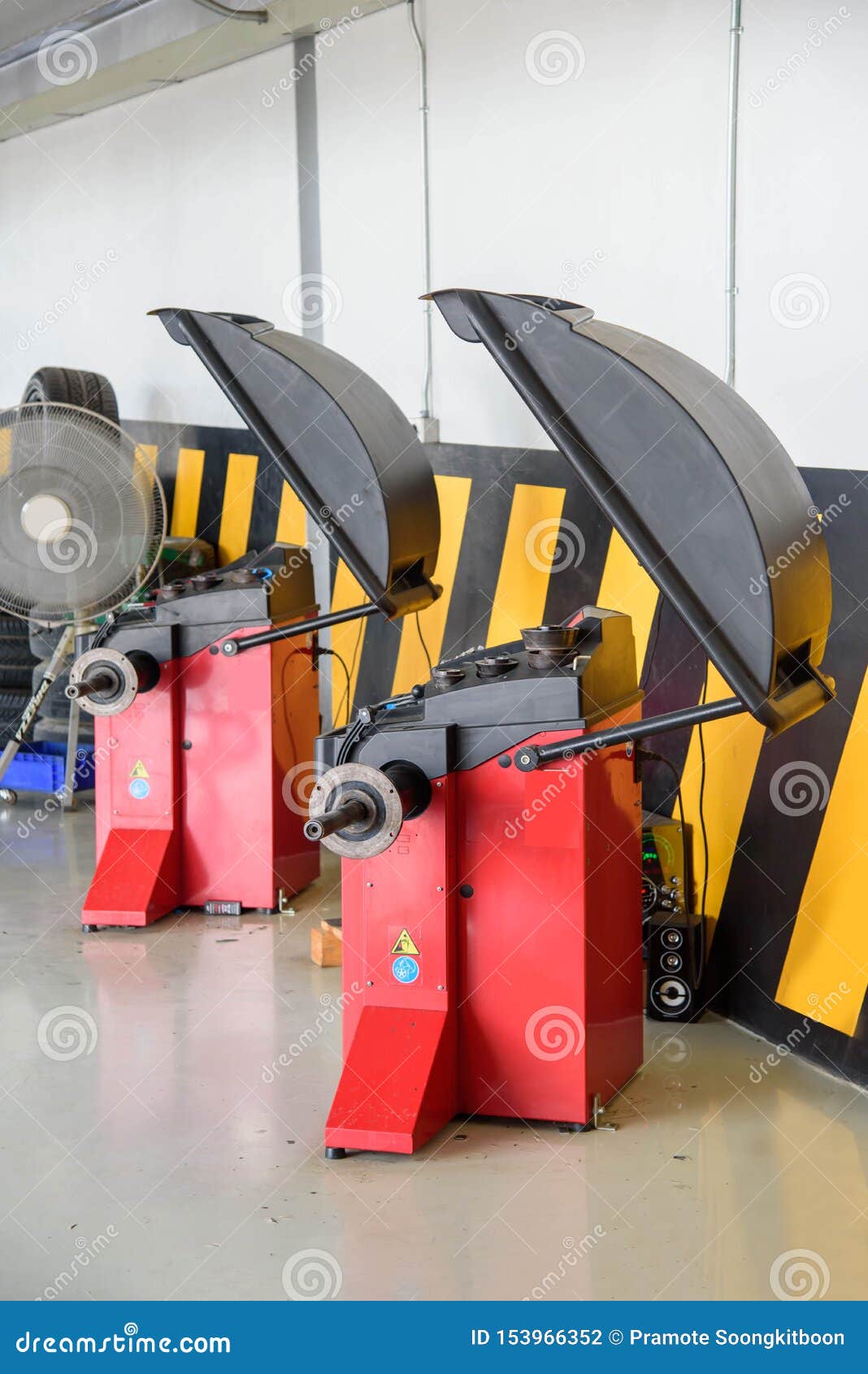 Wheel Balancer Engine in Tire Garage Stock Photo - Image of modern ...