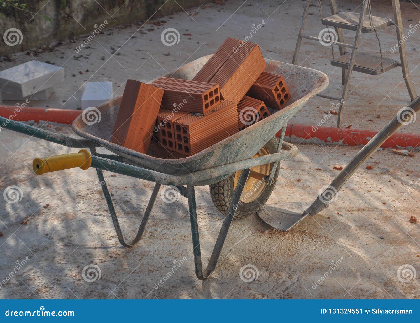 Wheel Barrow in Construction Site Stock Image - Image of site ...