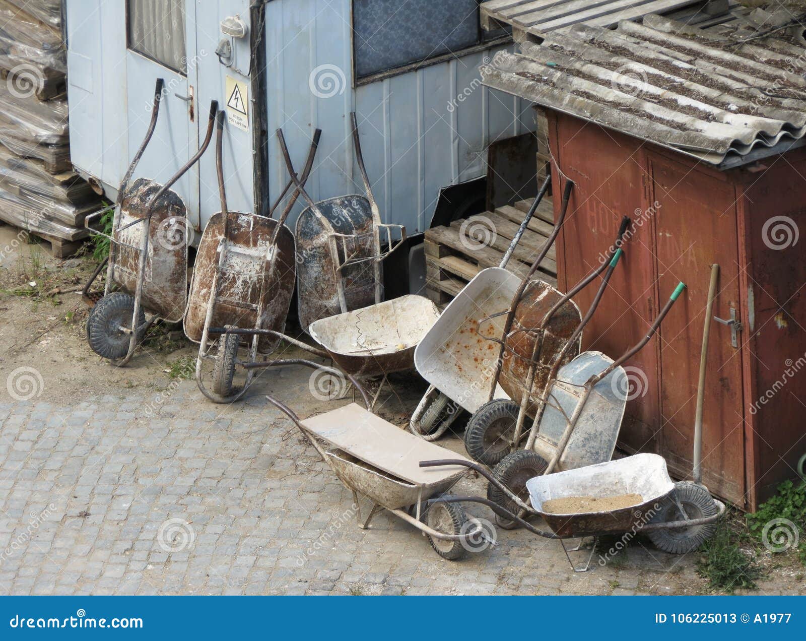 Wheel Barrows in a Construction Site Stock Image - Image of work ...