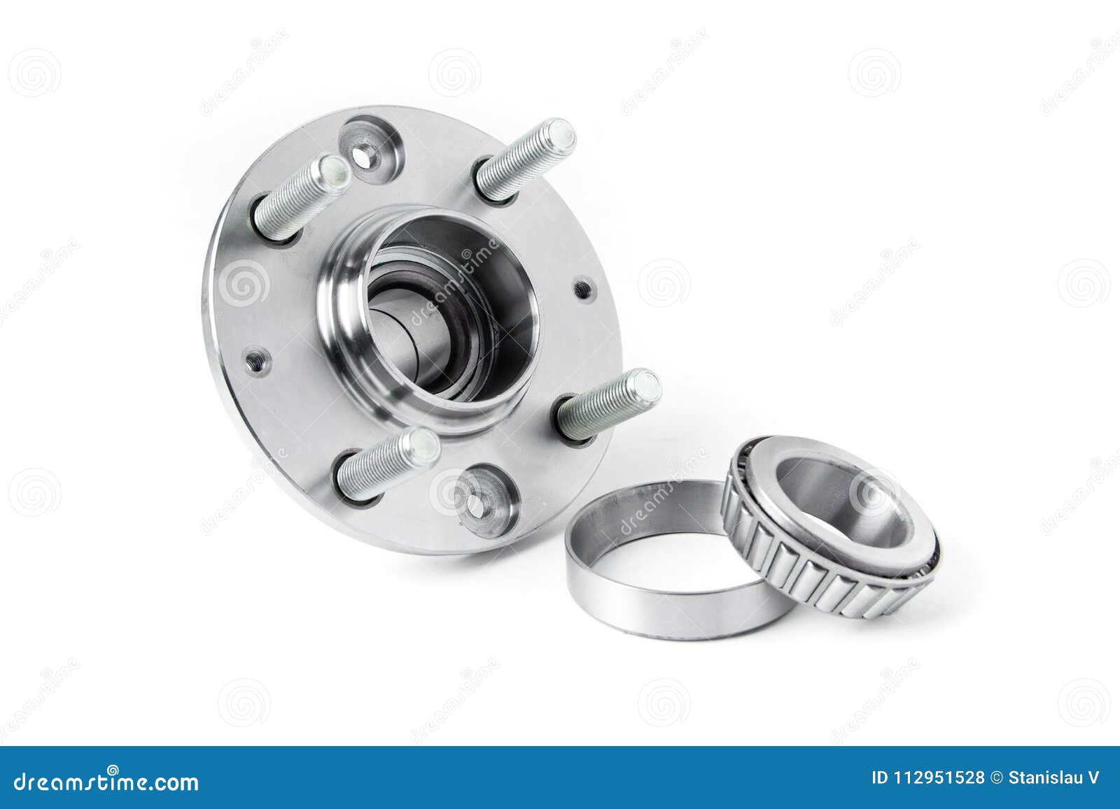 Wheel and Wheel Bearing on White Background. Auto Parts Stock Photo ...