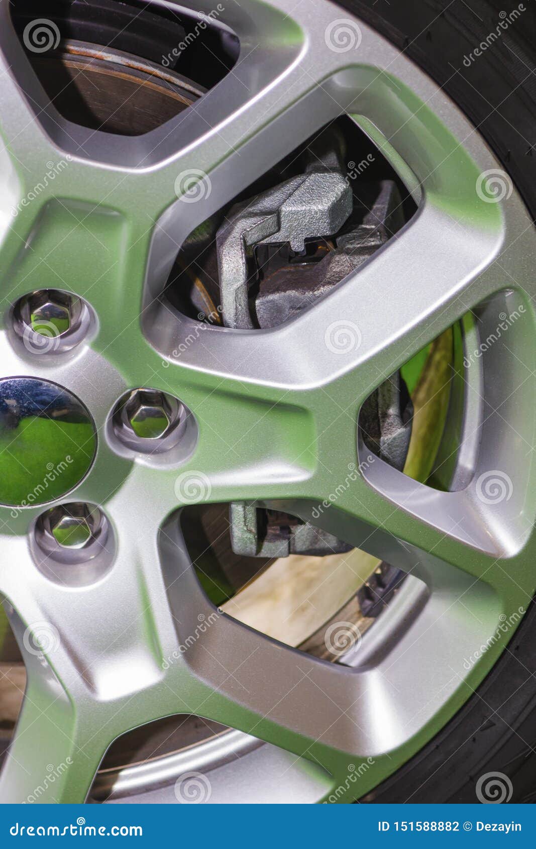 Wheel with a Beautiful Chrome Disc. Stock Photo - Image of rubber ...