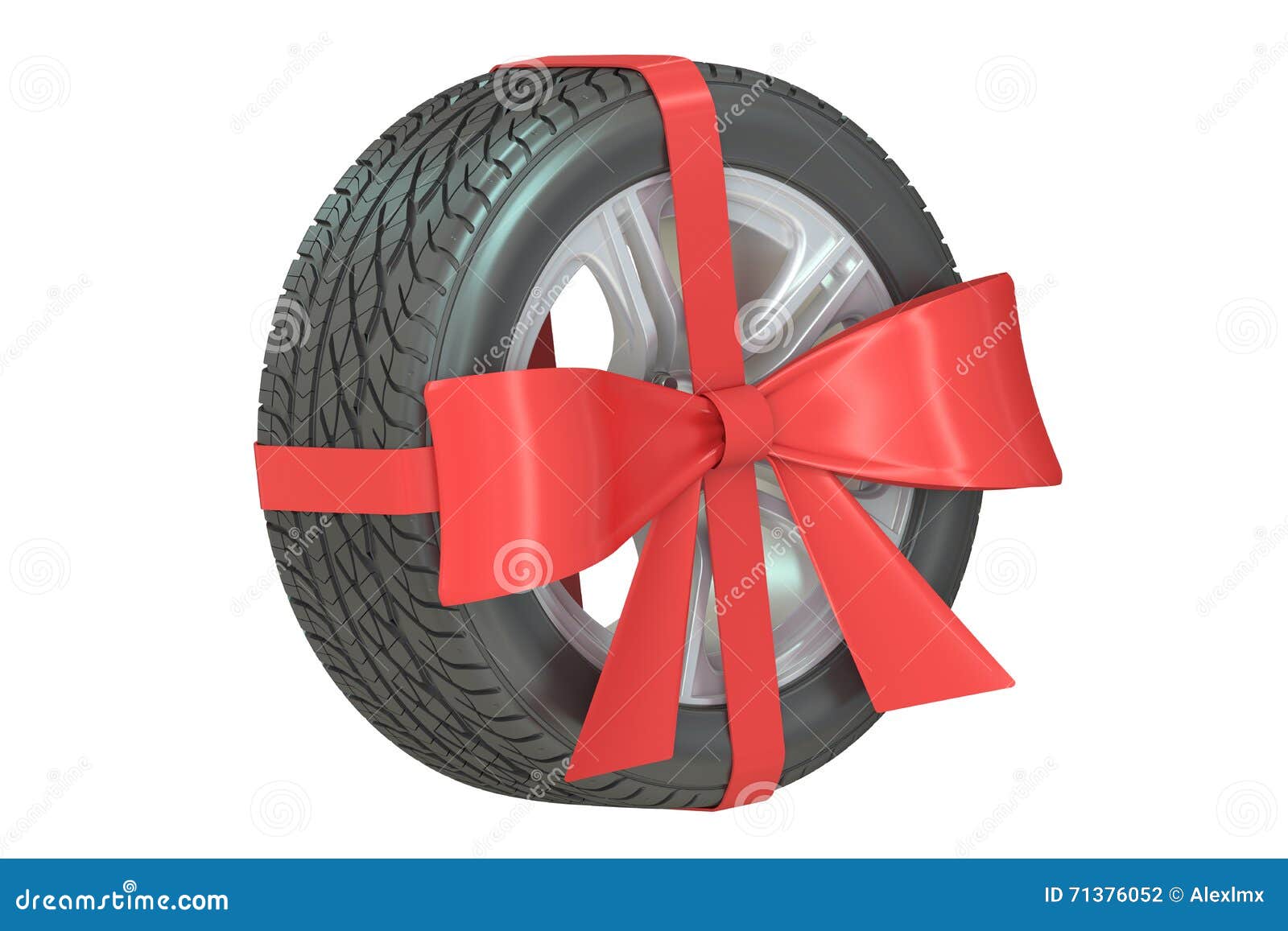 Wheel with Bow and Ribbon, 3D Rendering Stock Illustration ...