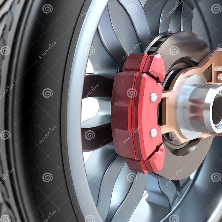 Wheel and brake pads stock illustration. Illustration of brakes - 15861602