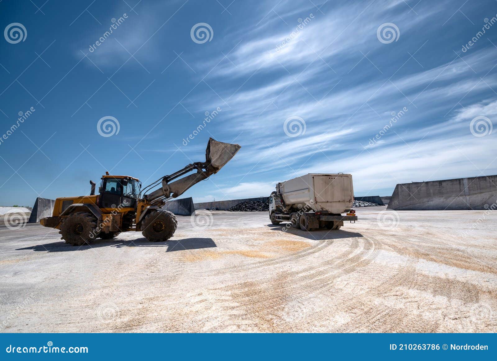 Wheel Bucket Loader Loading Truck Stock Photo - Image of dumper, yellow ...