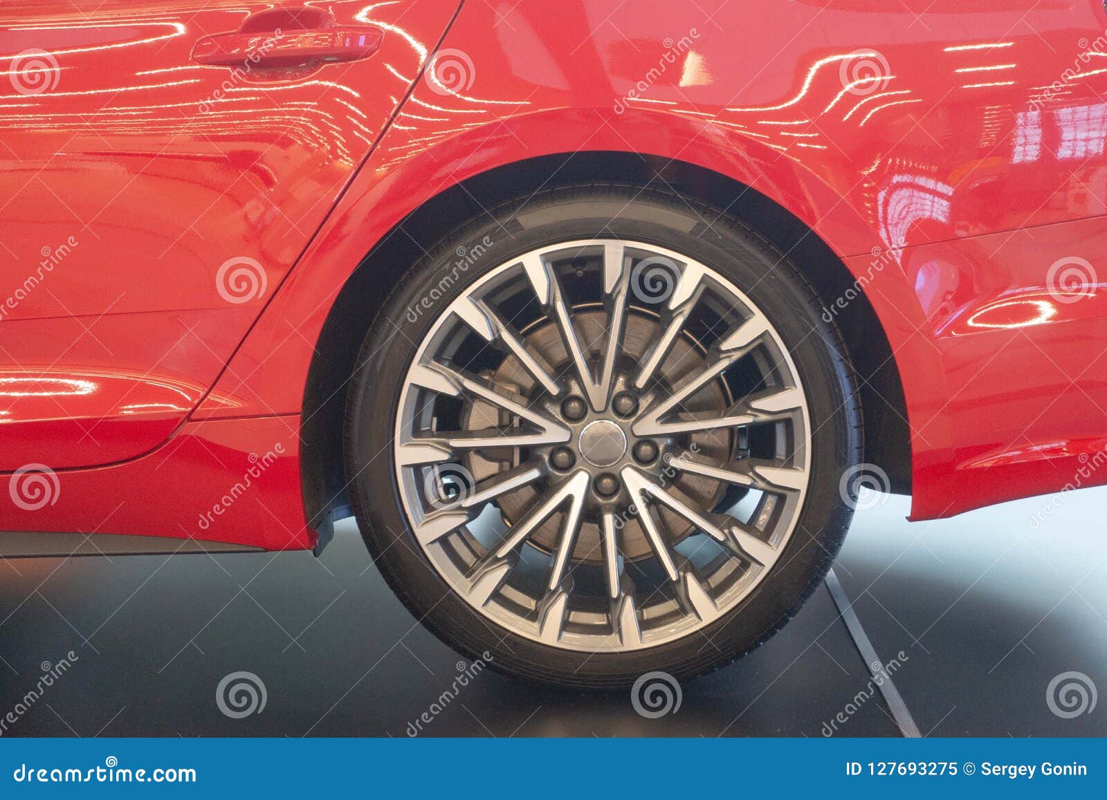 The Wheel of the Car of Red Color Close Up Stock Image - Image of ...