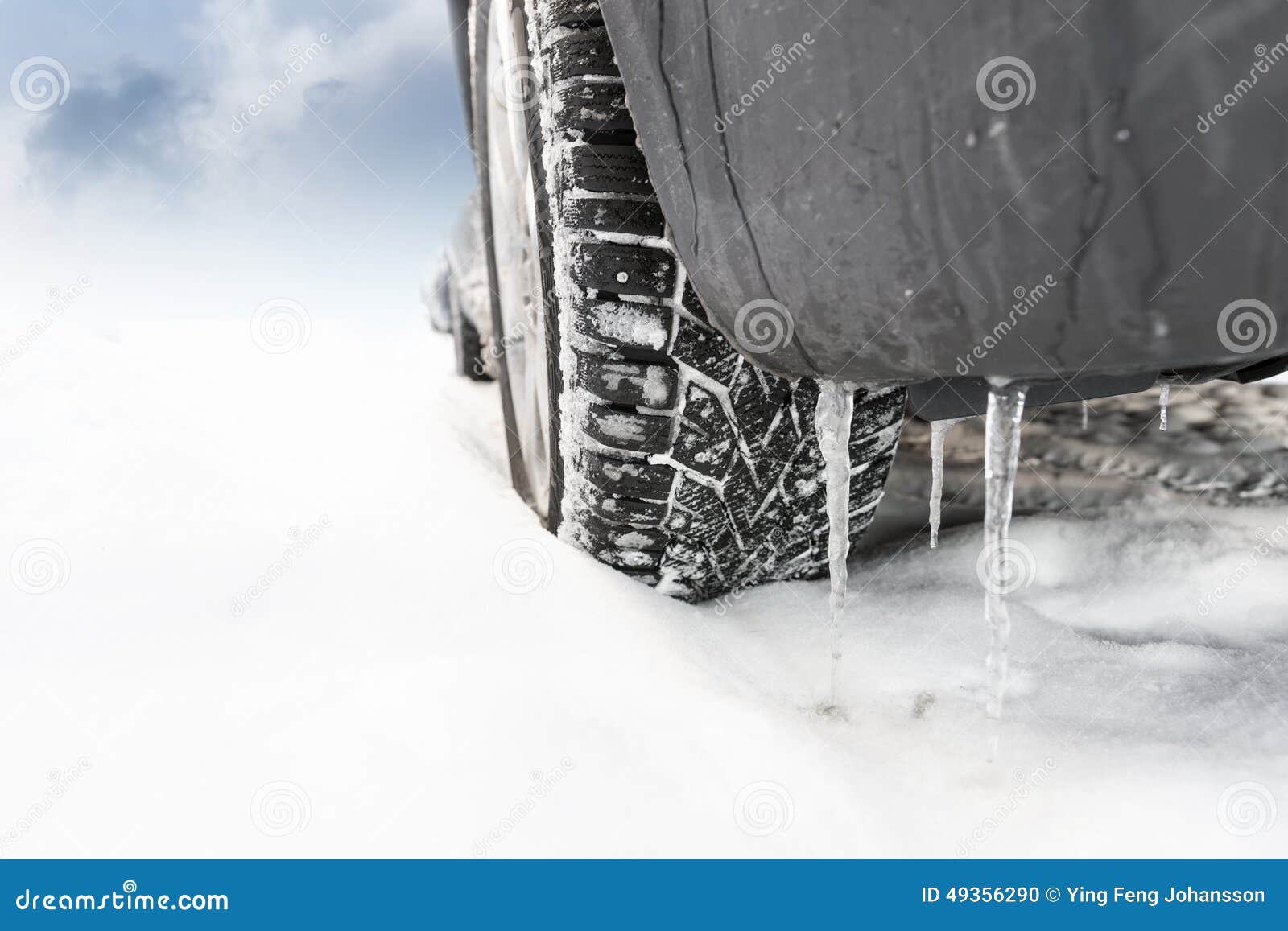 Wheel of car in snow stock photo. Image of snow, parked - 49356290