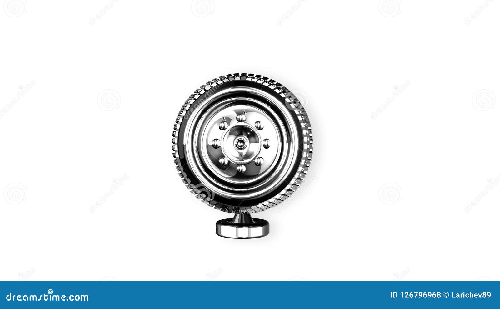 Wheel Car Trophy in Silver on White Background. 3D Render Stock ...