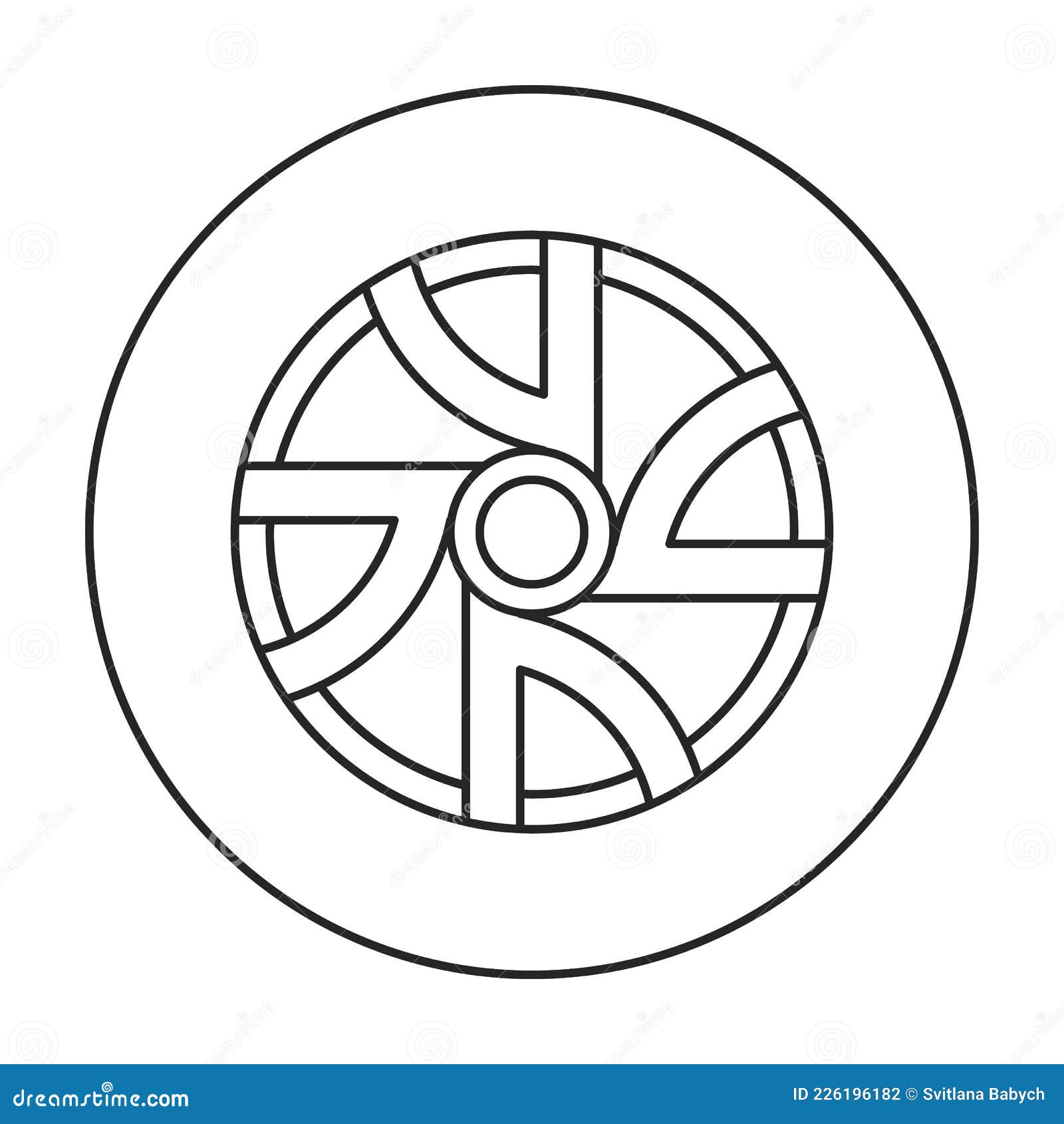 Wheel Car Vector Icon.Outline Vector Icon Isolated on White Background ...