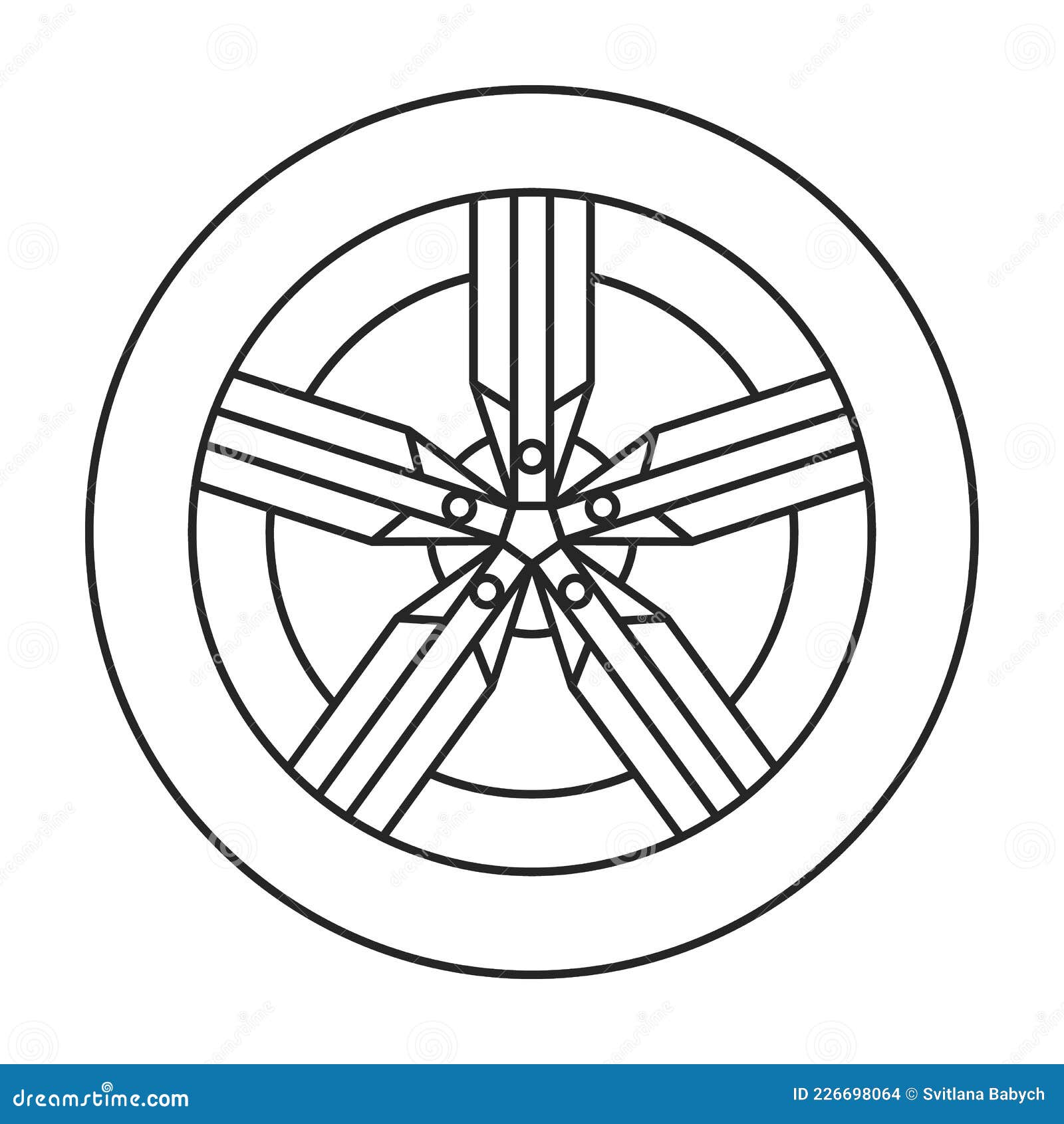 Wheel Car Vector Icon.Outline Vector Icon Isolated on White Background ...