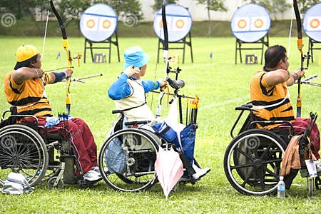 Wheel Chair Archery for Disabled Persons Stock Photo - Image of arrow ...