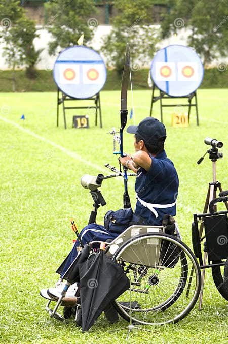 Wheel Chair Archery for Disabled Persons Stock Photo - Image of archery ...