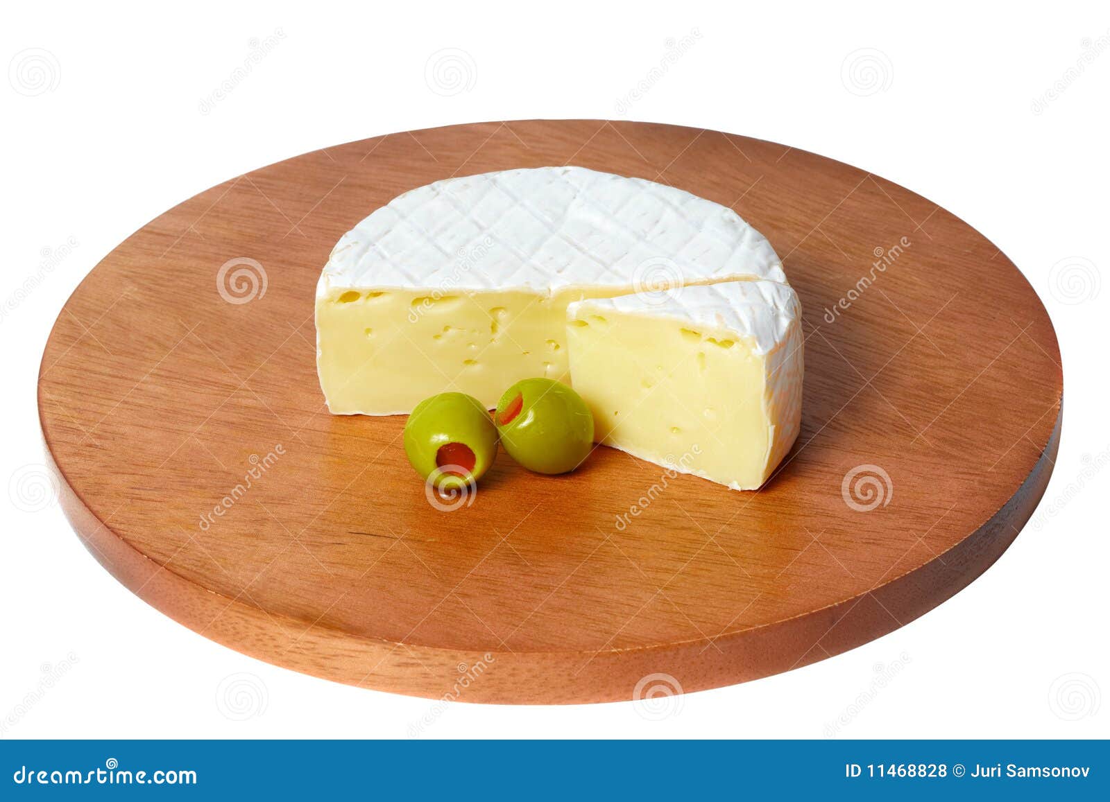 Wheel of Cheese with Green Olives. Stock Photo - Image of food, olive ...