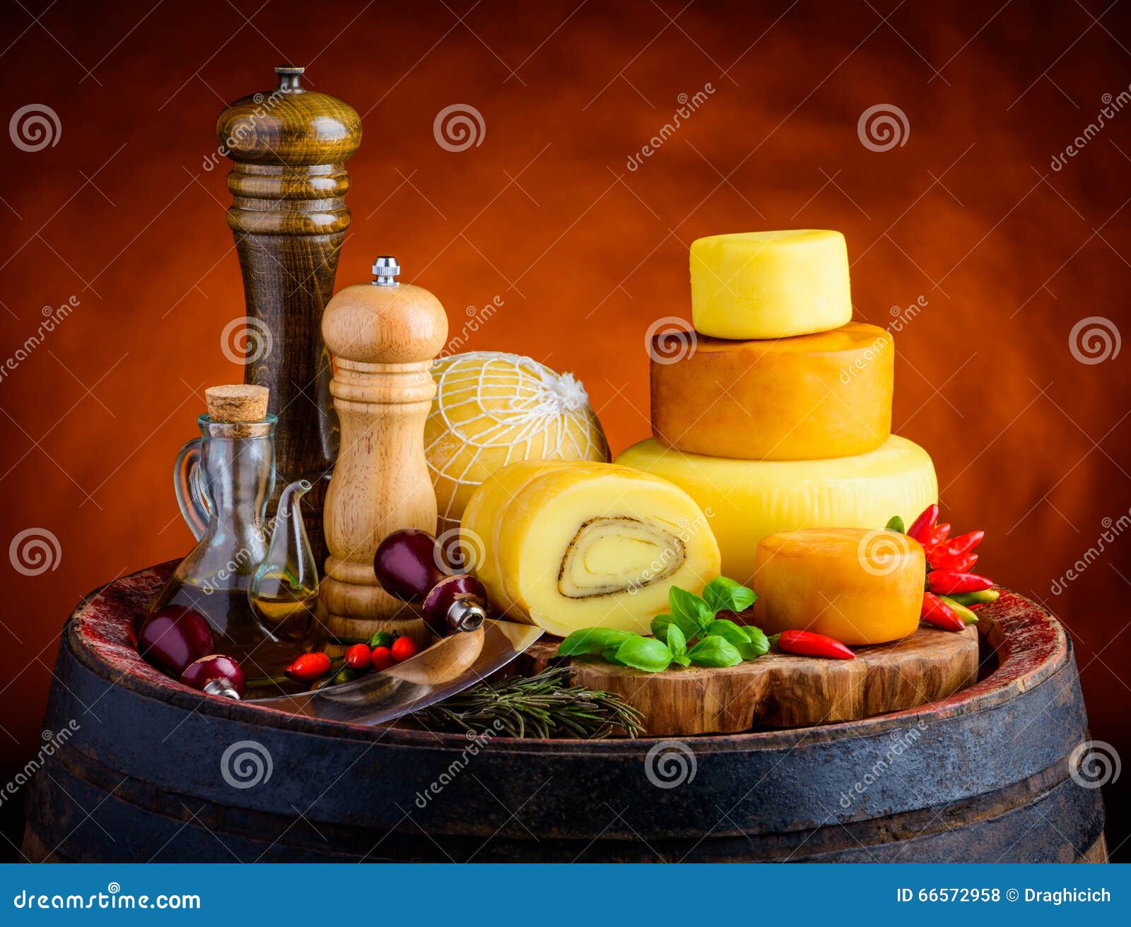 Wheel Cheese and Seasoning stock photo. Image of mezzaluna - 66572958