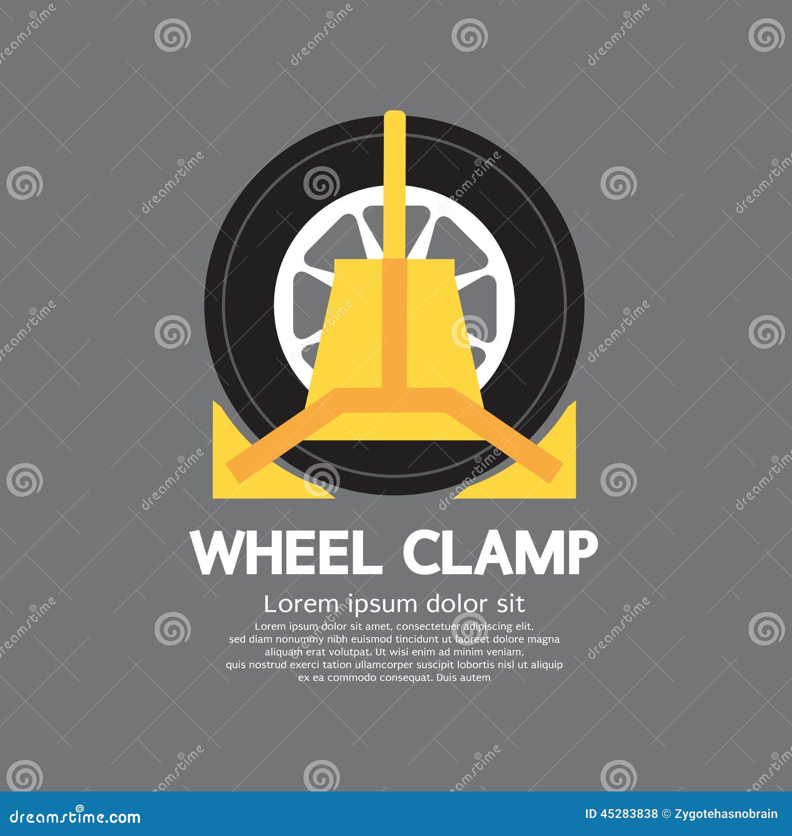 Wheel Clamping Warning Sign - No Parking, Car Wheel Clamp Cartoon ...
