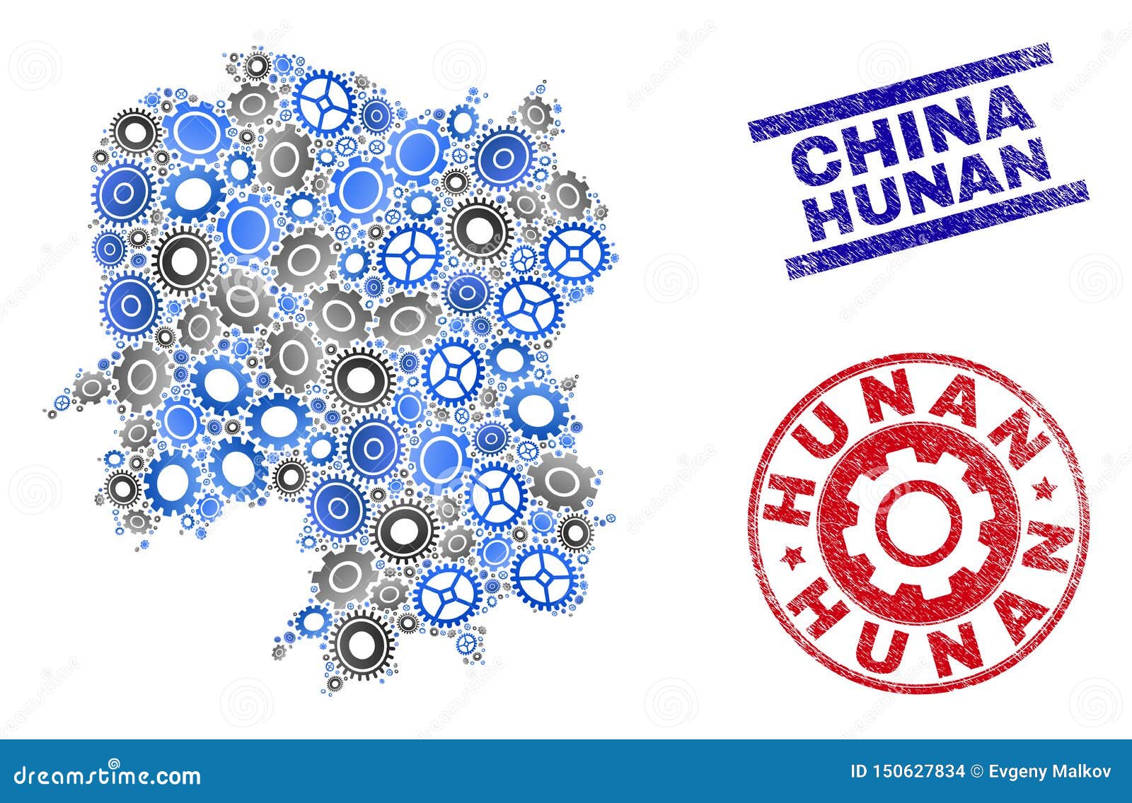 Wheel Collage Vector Hunan Province Map and Grunge Seals Stock Vector ...