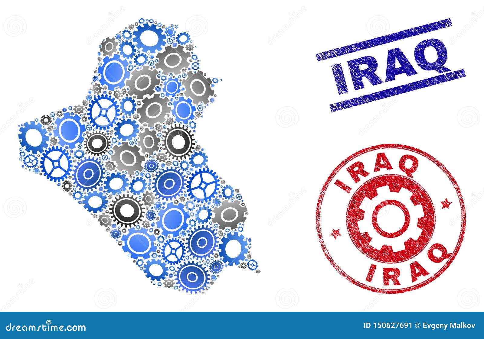 Wheel Collage Vector Iraq Map and Grunge Seals Stock Vector ...