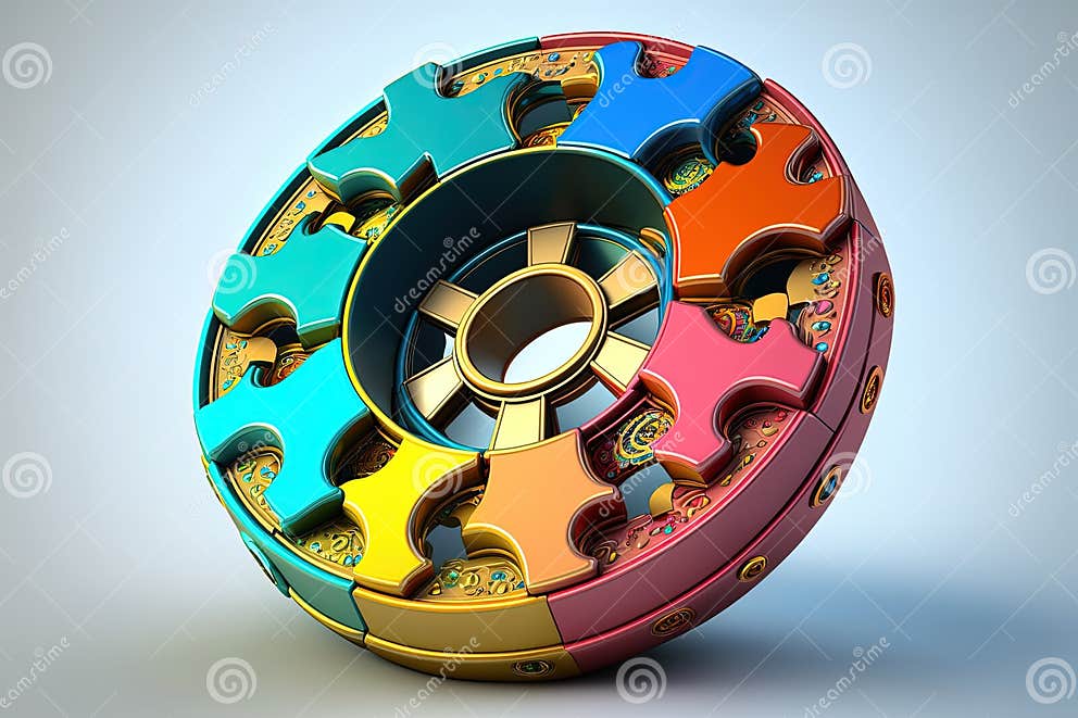 Wheel Collected Puzzles 3d Puzzle Multi Concept Connection Idea Group ...