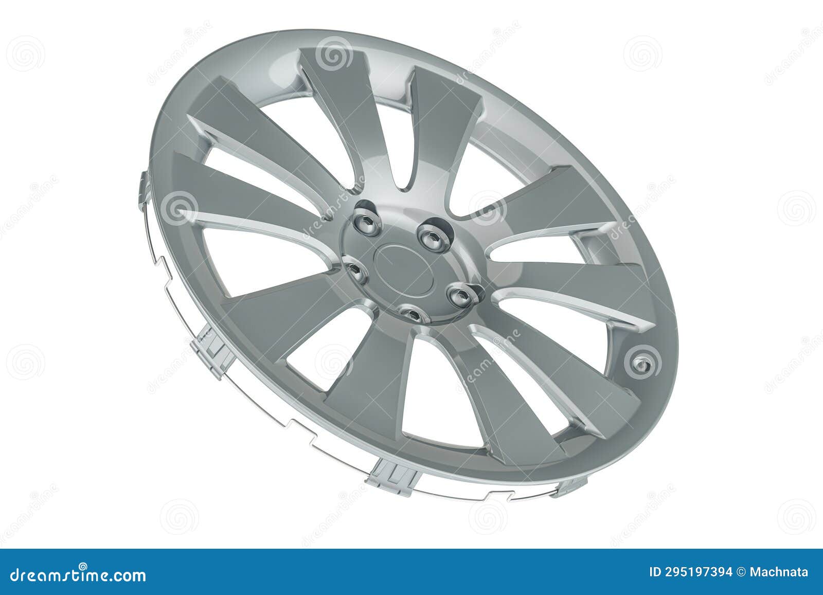 Wheel Cover, Metallic Silver Hubcap, 3D Rendering Stock Illustration ...
