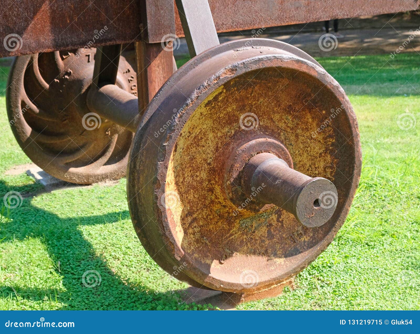 The Wheel Covered with Rust from the Car of the Old Railway Stock Image ...