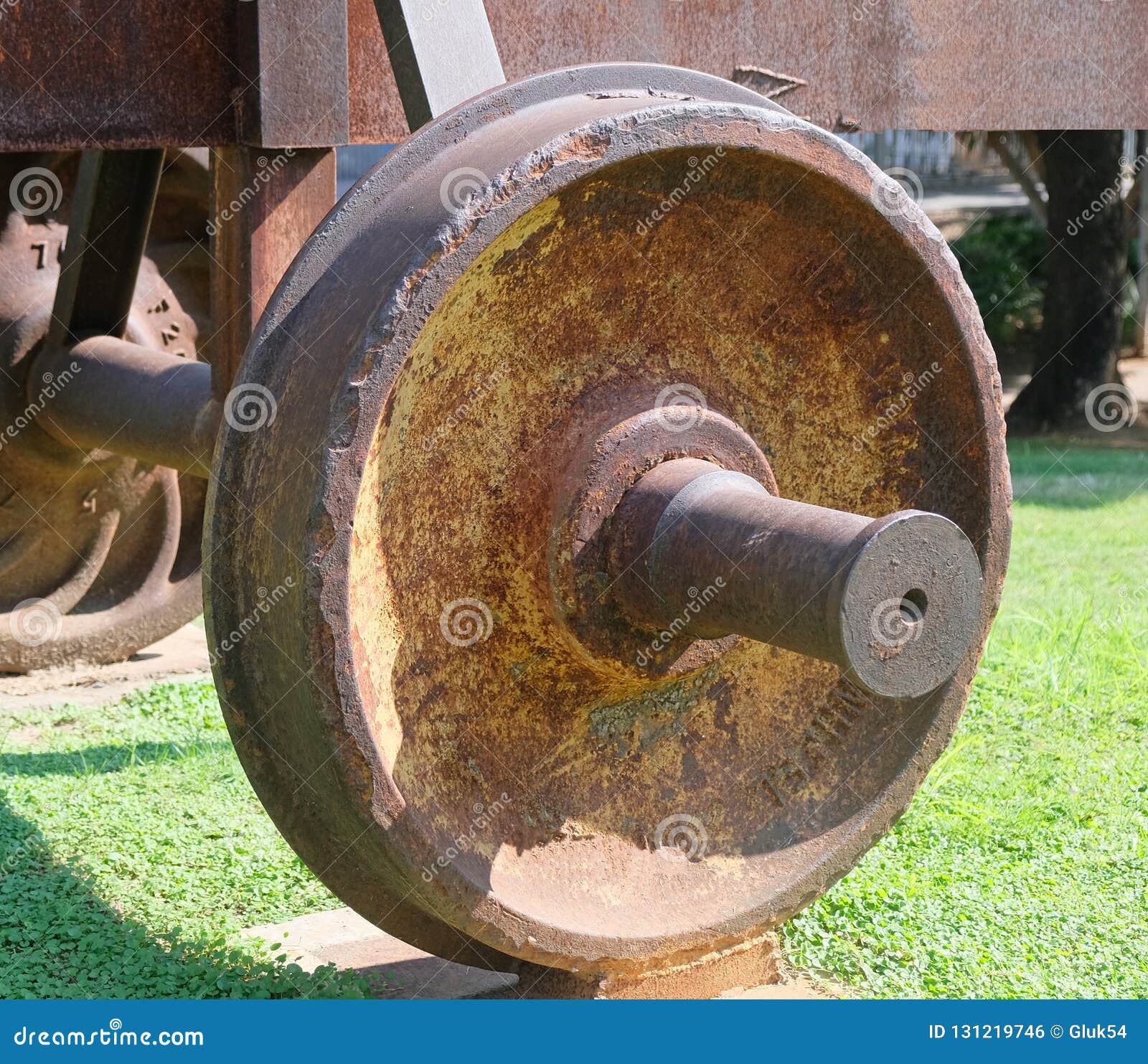The Wheel Covered with Rust from the Car of the Old Railway Stock Photo ...