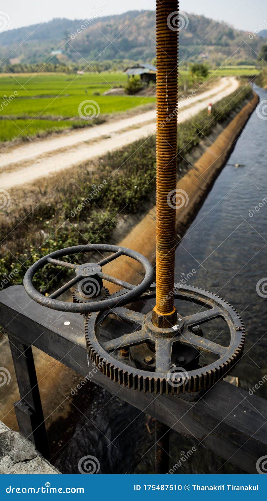 Wheel on dam stock photo. Image of factory, sluice, valve - 175487510