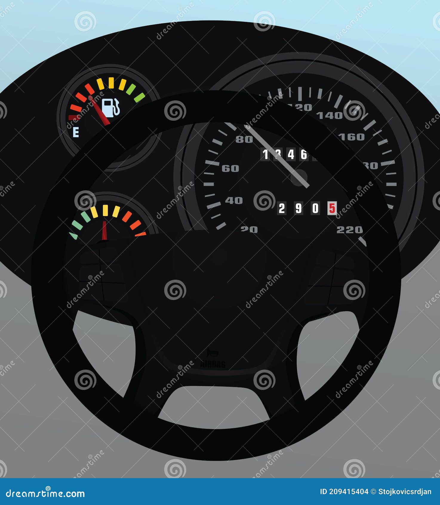 Wheel and dashboard stock vector. Illustration of drive - 209415404
