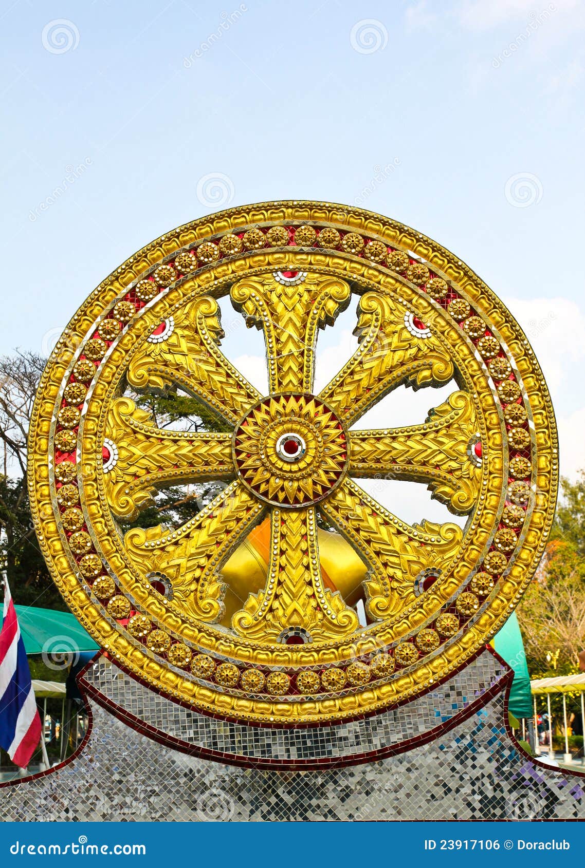 Wheel of Dhamma of Buddhism. Stock Photo - Image of radiance, radiant ...