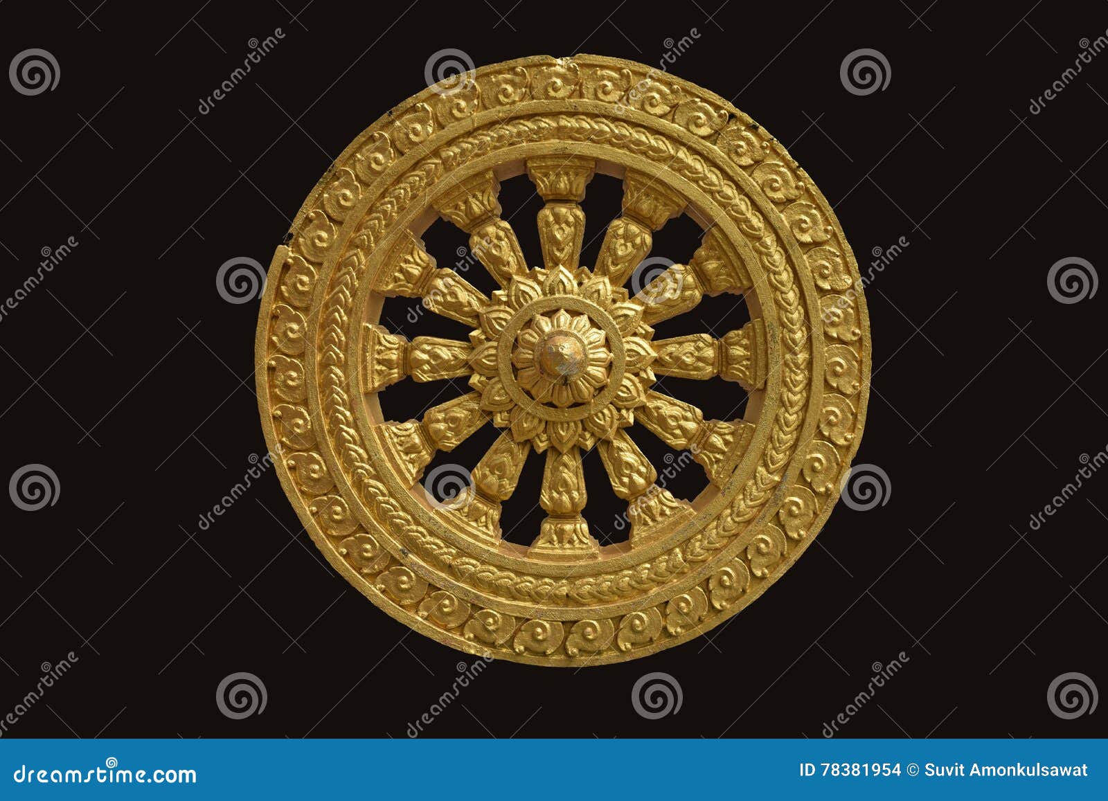 Wheel of dhamma stock photo. Image of symbol, buddtha - 78381954