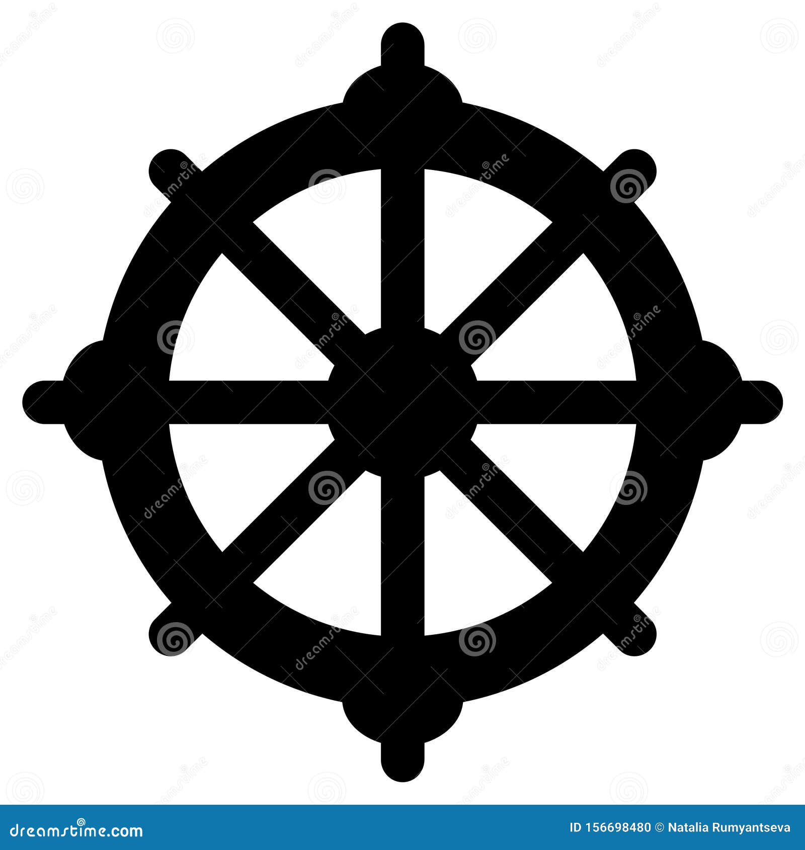 Wheel of Dharma on a White Background Stock Illustration - Illustration ...