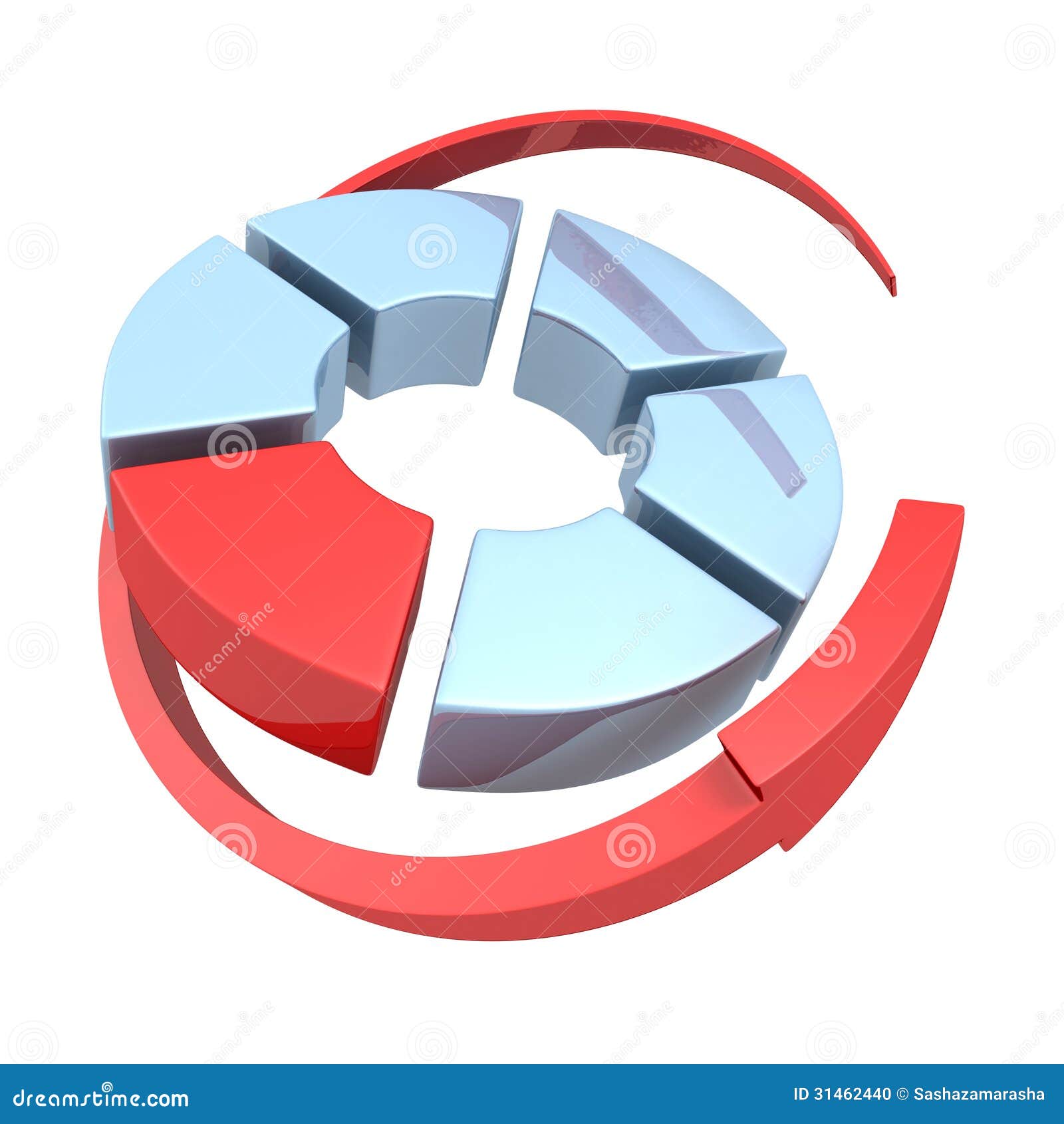 Wheel Diagram or Pie Chart Icon with Cycled Arrow Around Stock ...