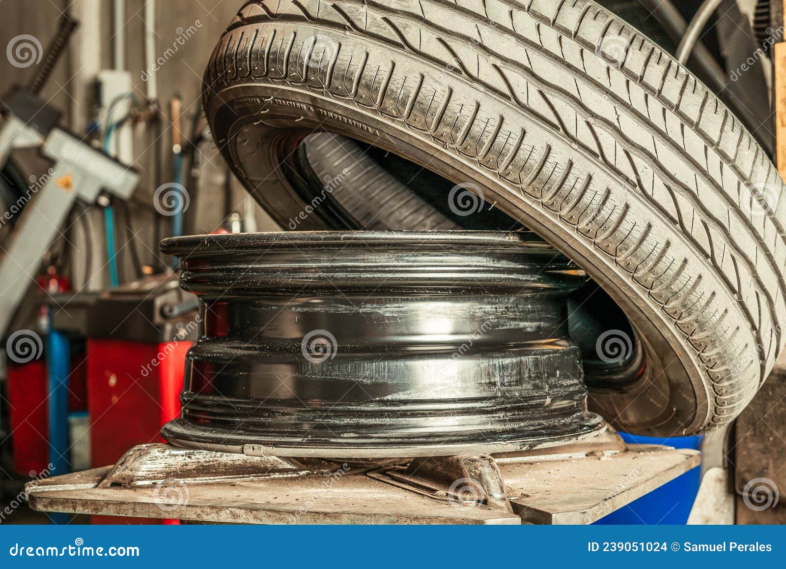 Wheel Disassembled into Parts on a Workshop Table Stock Photo - Image ...