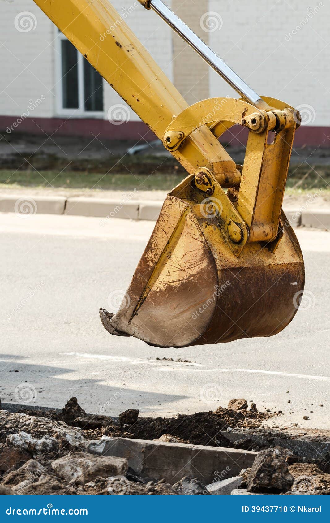 Wheel Excavator Digging Trench on Rocky Land Stock Photo - Image of ...