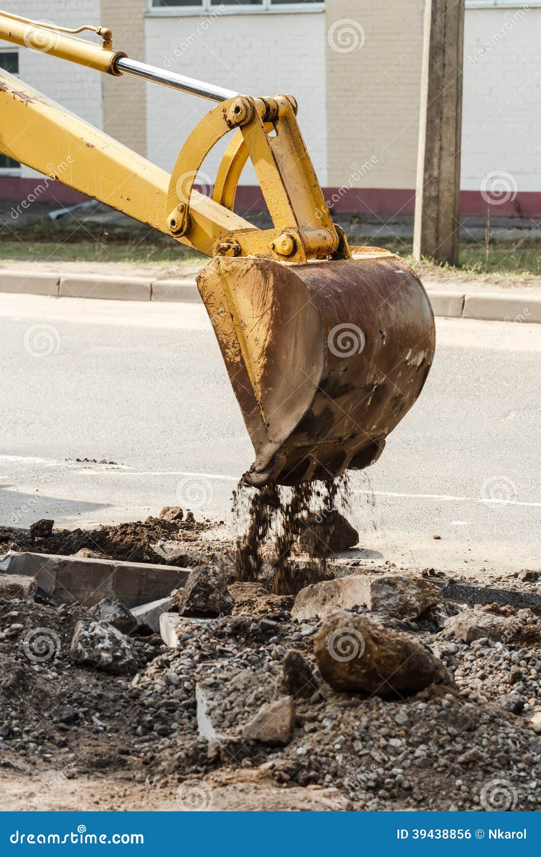 Wheel Excavator Digging Trench on Rocky Land Stock Photo - Image of ...