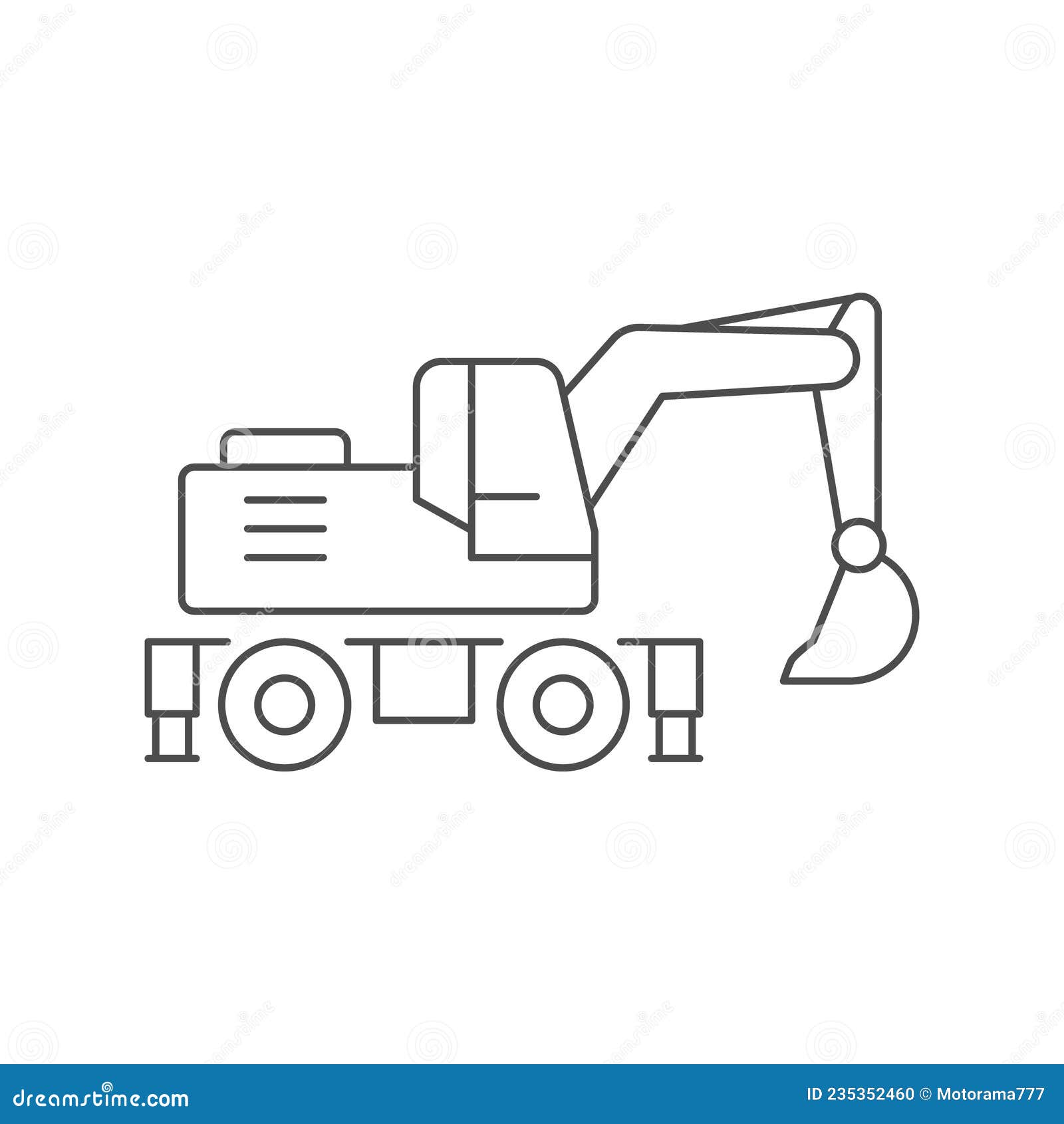 Wheel Excavator Line Outline Icon Stock Vector - Illustration of ...