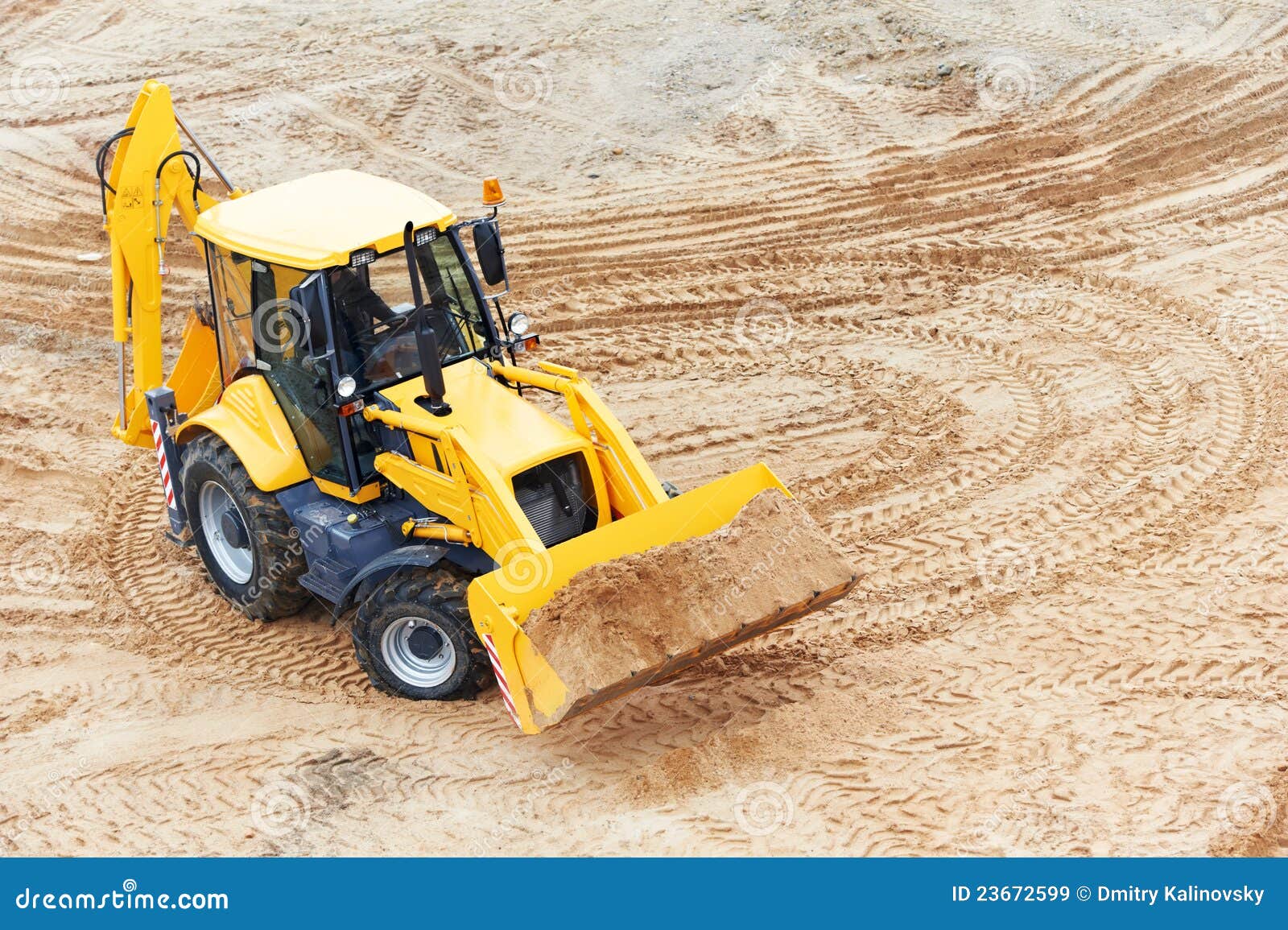 Wheel Excavator Loader with Backhoe Stock Image - Image of outdoors ...
