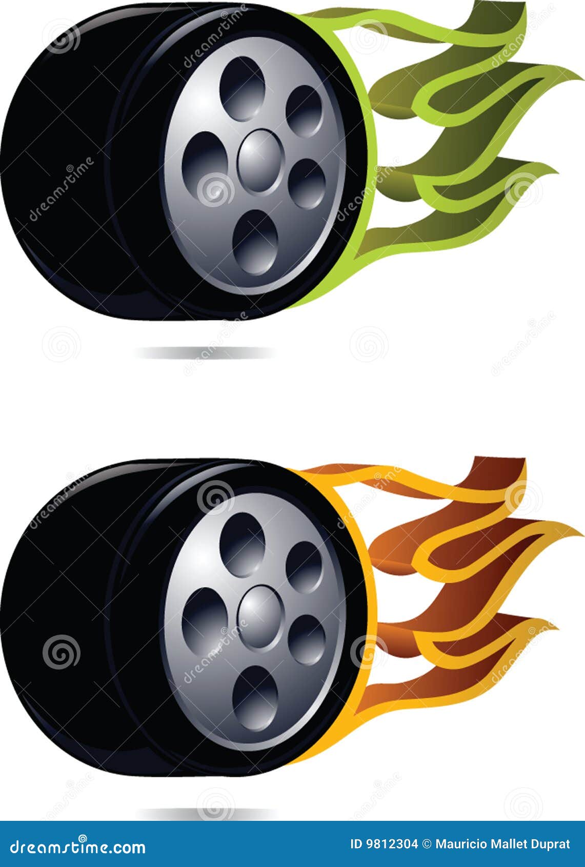 Wheel on fire. stock vector. Illustration of effects, metal - 9812304