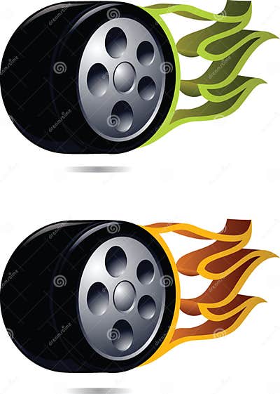 Wheel on fire. stock vector. Illustration of effects, metal - 9812304