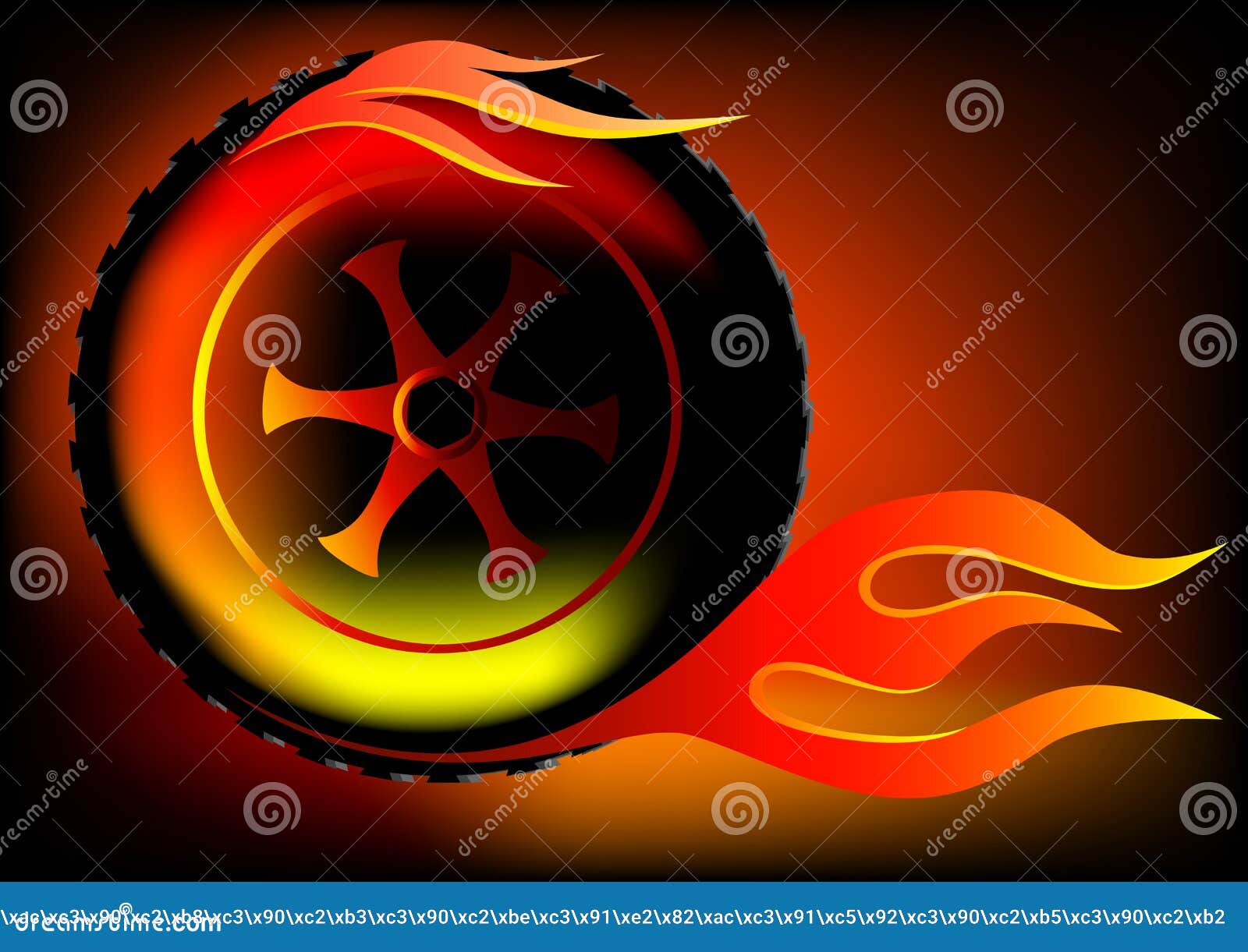 Wheel in flame stock vector. Illustration of burning - 10862375