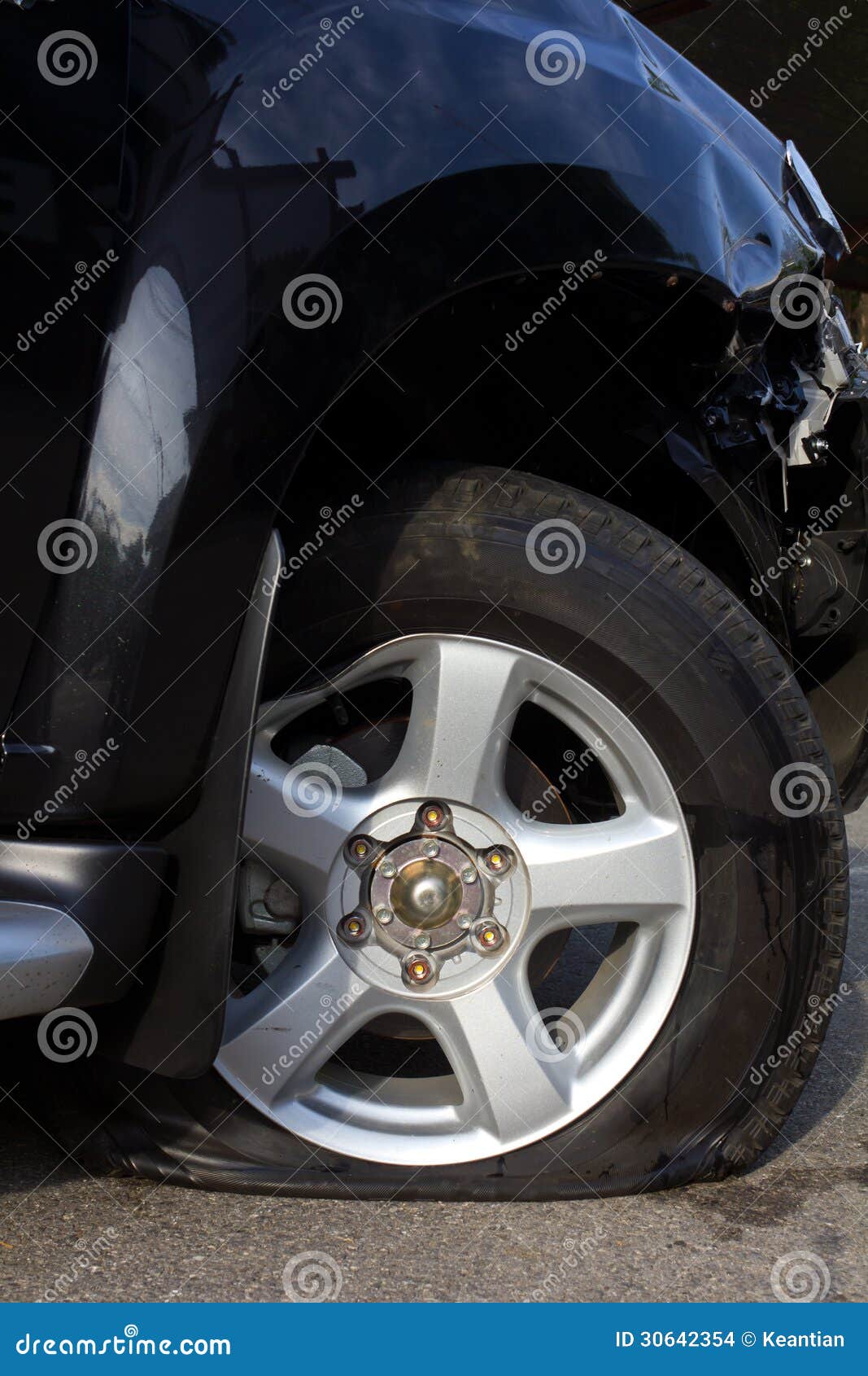 Wheel, flat tire stock photo. Image of blowout, detail - 30642354