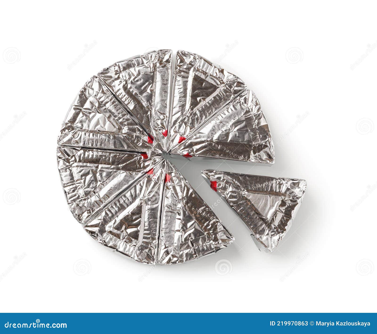 Wheel of Foil Wrapped Processed Cream Cheese Slices Isolated on a White ...