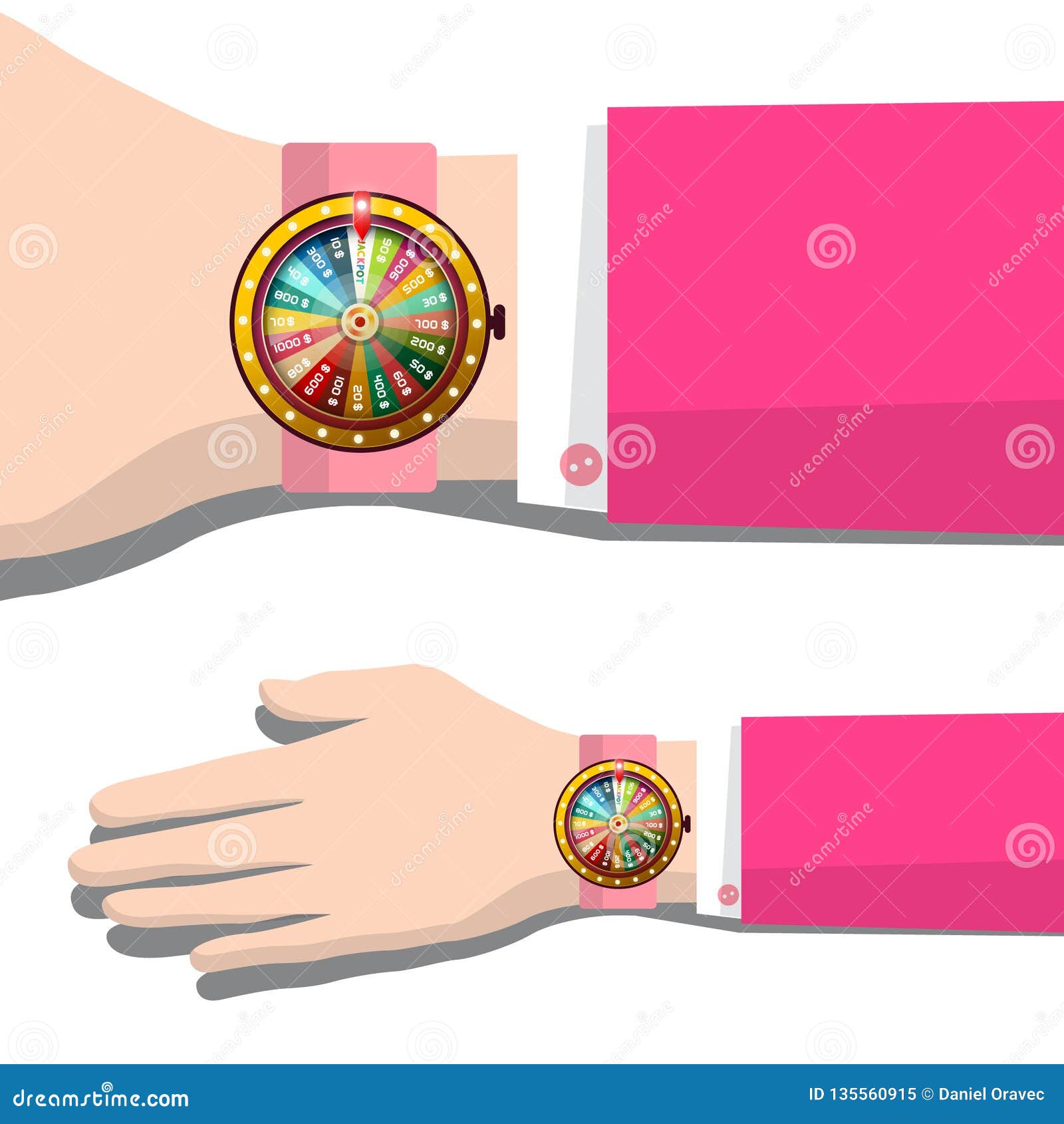 Wheel of Fortune Clock on Hand Stock Vector - Illustration of colorful ...