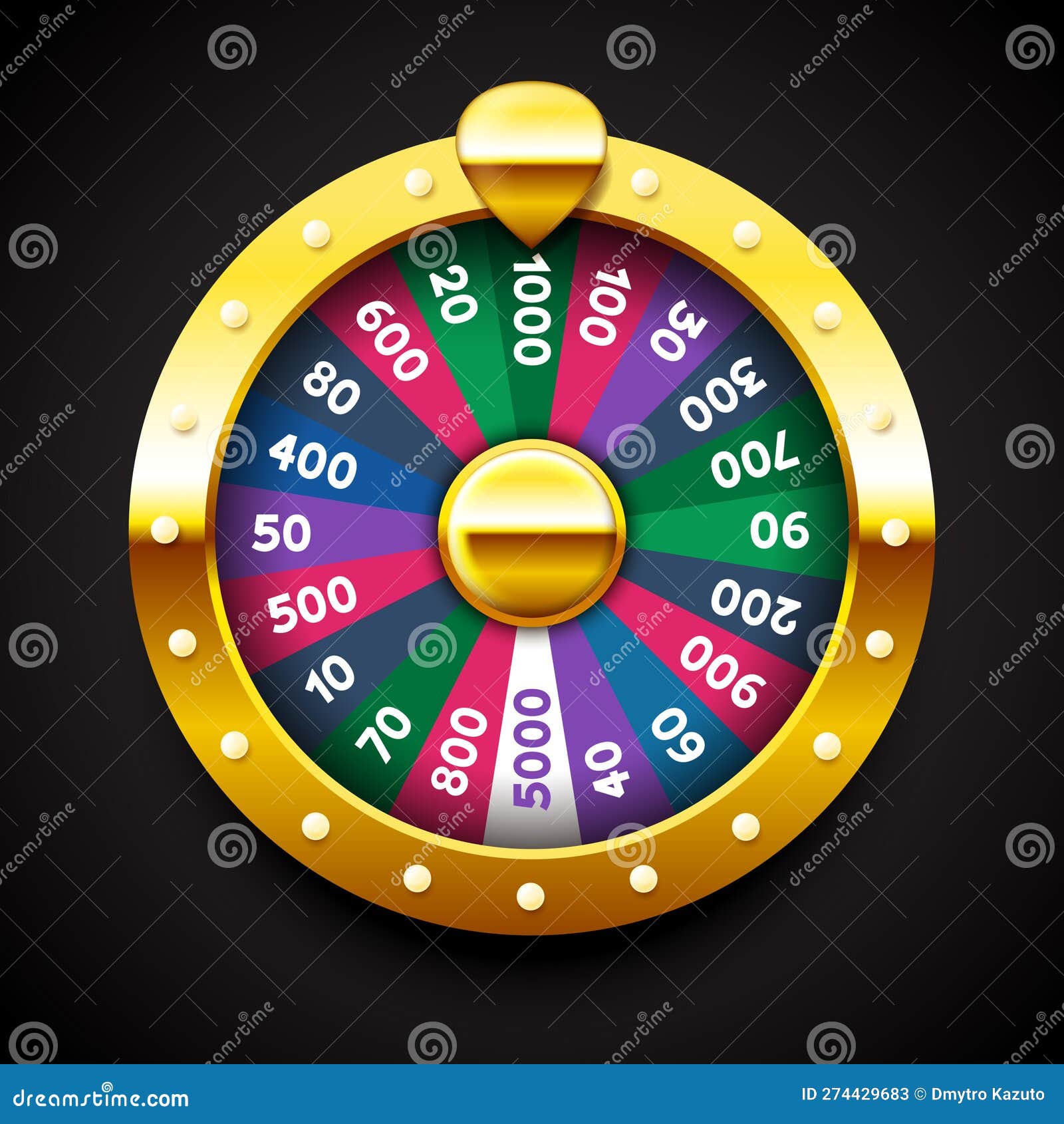 Wheel of Fortune. Wheel of Fortune with Golden Frame. Vector Clipart ...