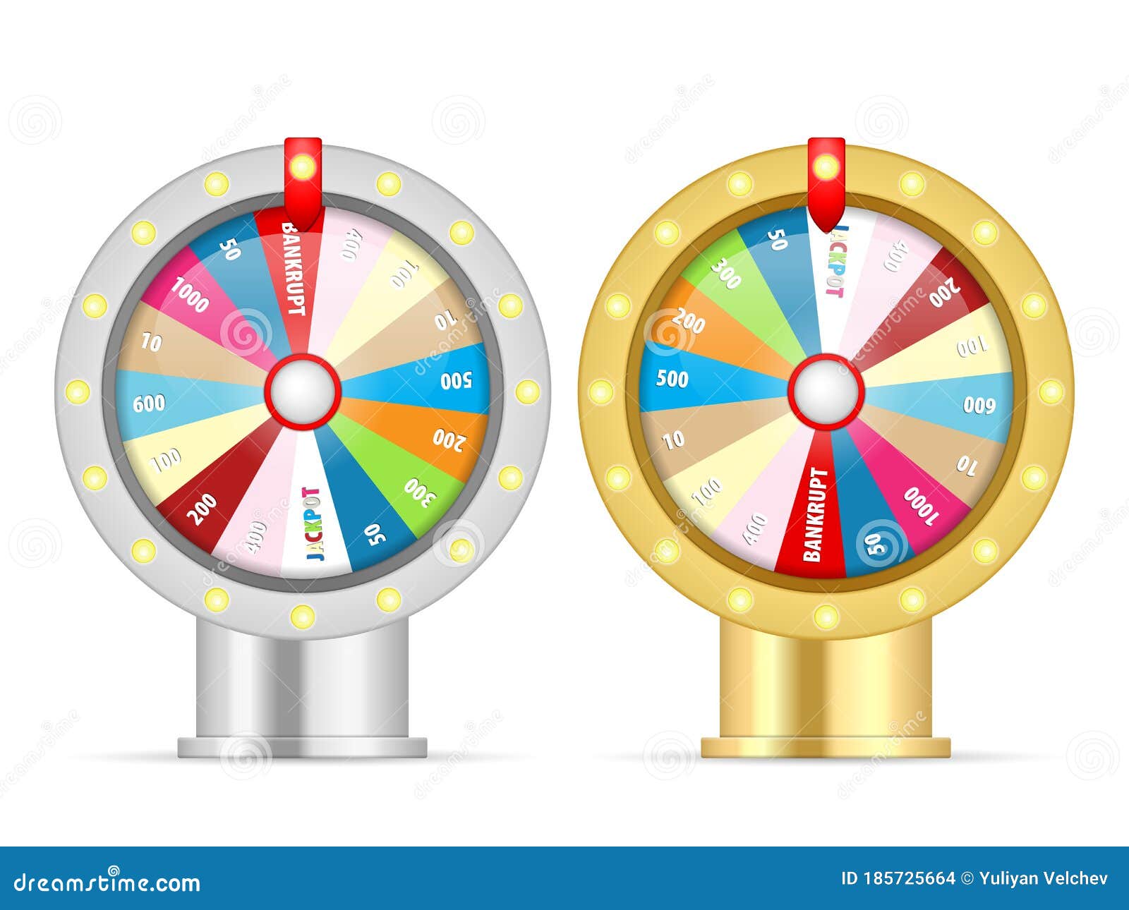 Wheel of fortune set stock vector. Illustration of roulette - 185725664
