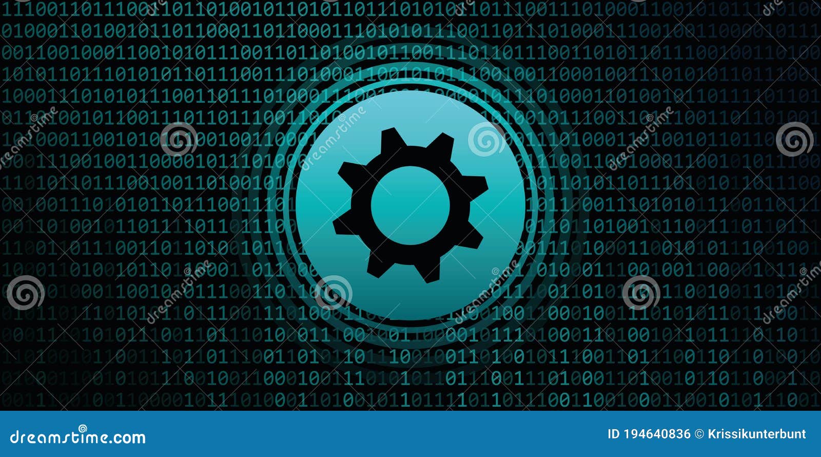 Wheel Gear Symbol on Binary Code Background Stock Vector - Illustration ...
