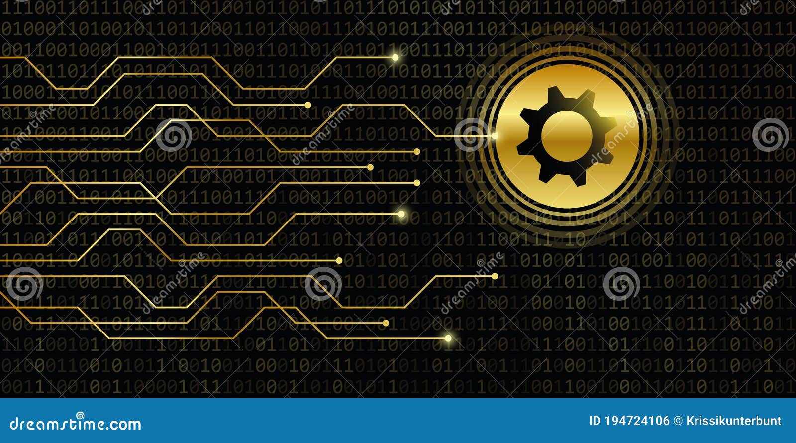 Wheel Gear Symbol on Binary Code Background Stock Vector - Illustration ...