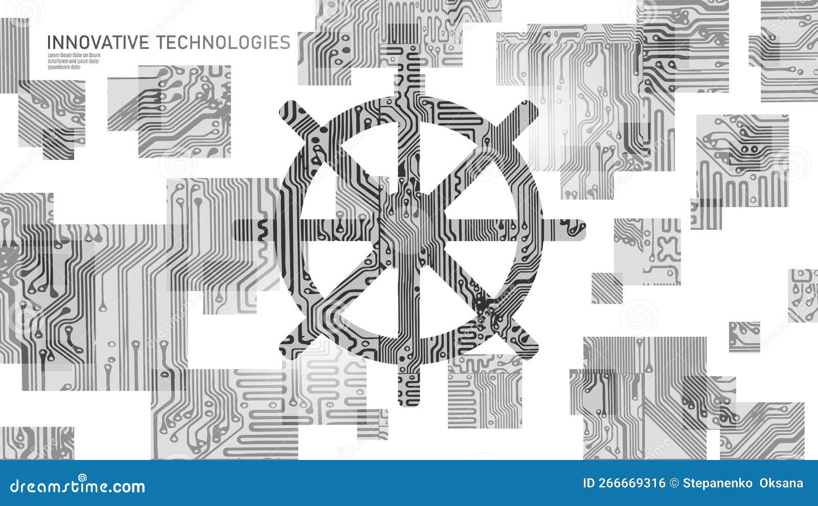 Wheel Helm Computer Developer App Concept Business Digital Open Source Program Stock Vector