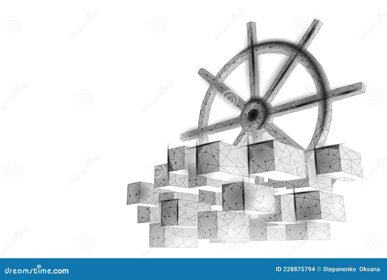 Wheel Helm on Container Computer Developer App Concept. Business ...