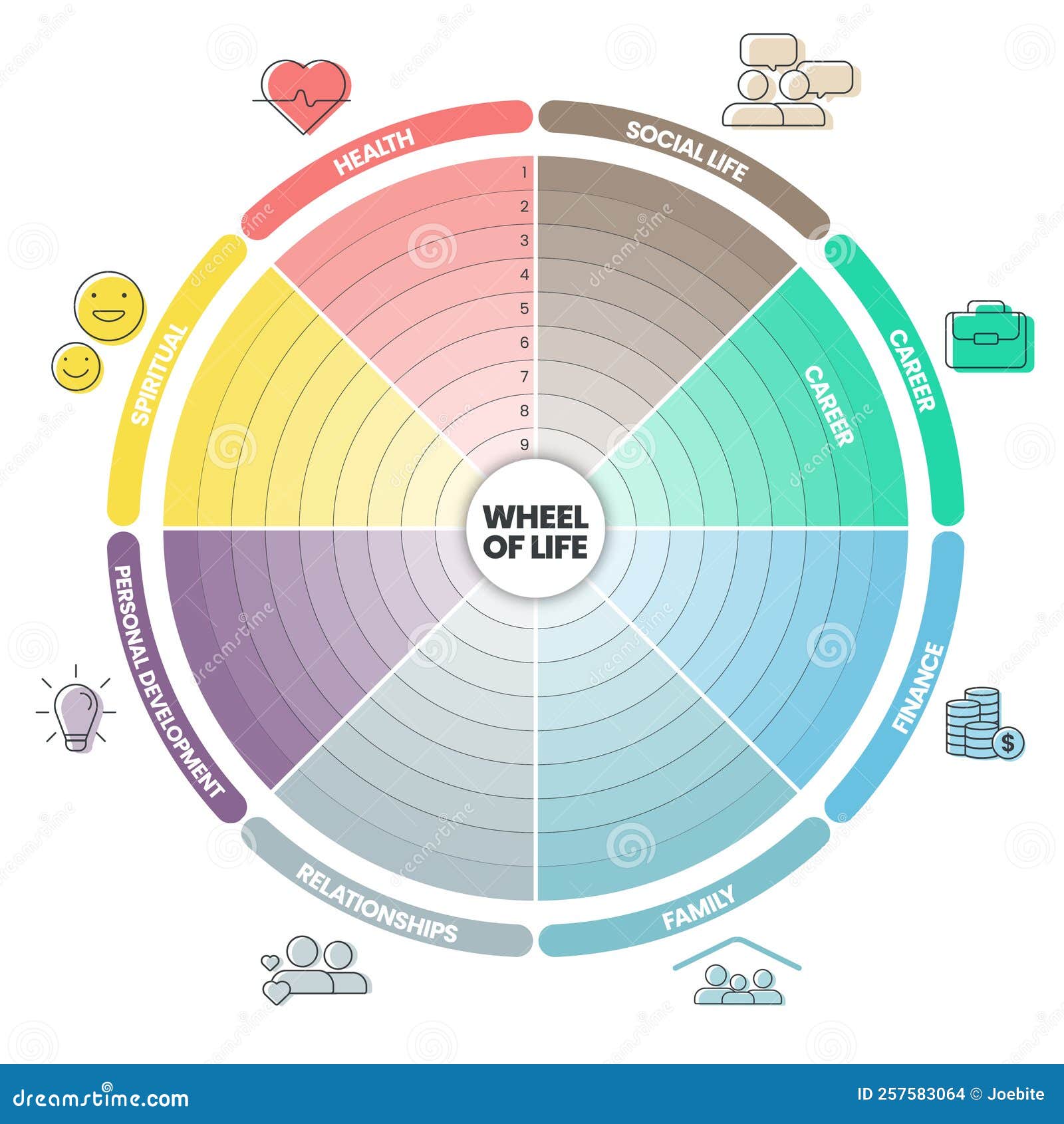 Wheel Of Life Analysis Diagram Infographic With Icon Template Has 8 ... Wheel Of Life Analysis Diagram Infographic With Icon Template Has 8 ...