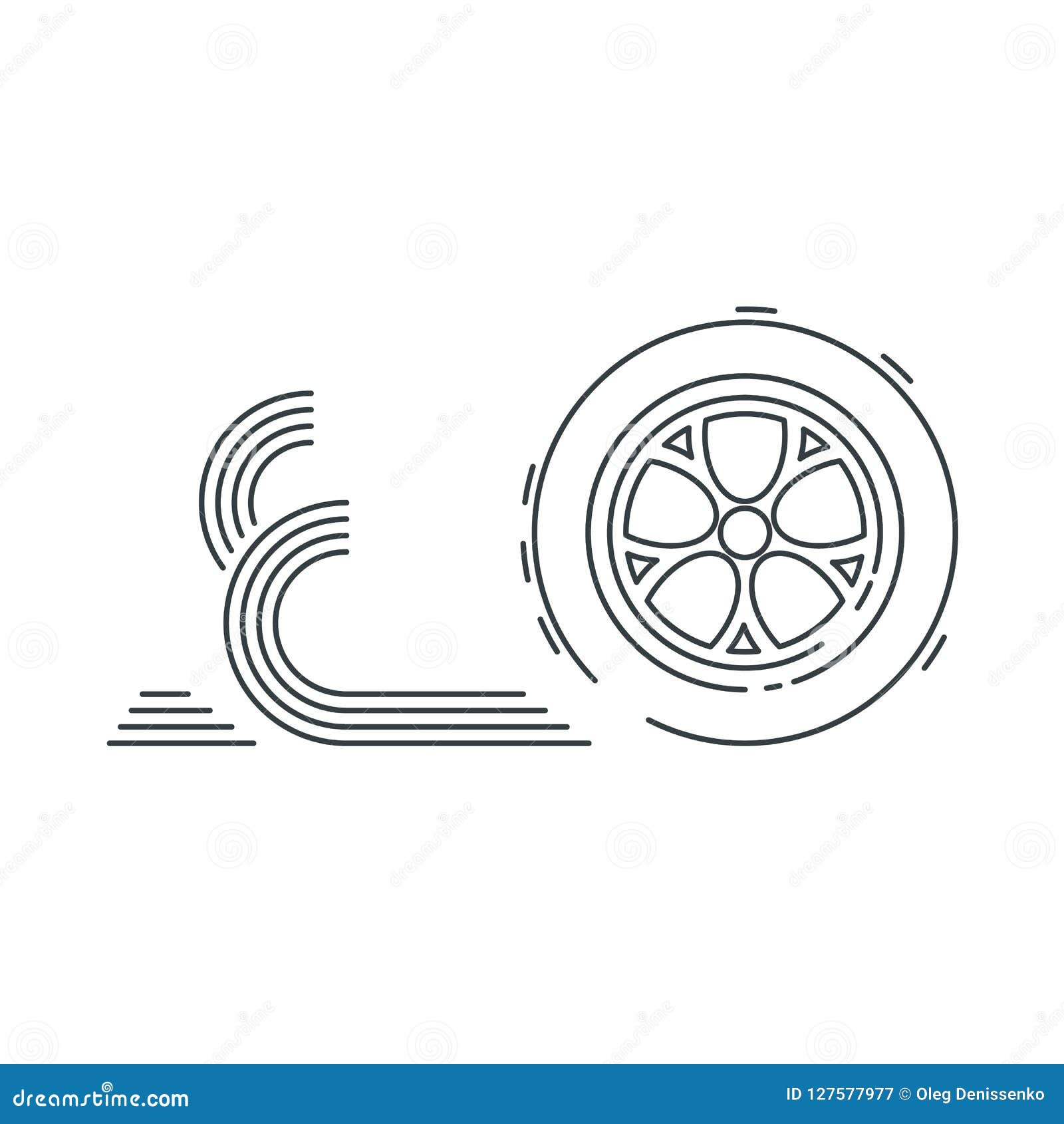 Wheel Linear Icon - Minimal Car Tyre Symbol or Sign Stock Illustration ...