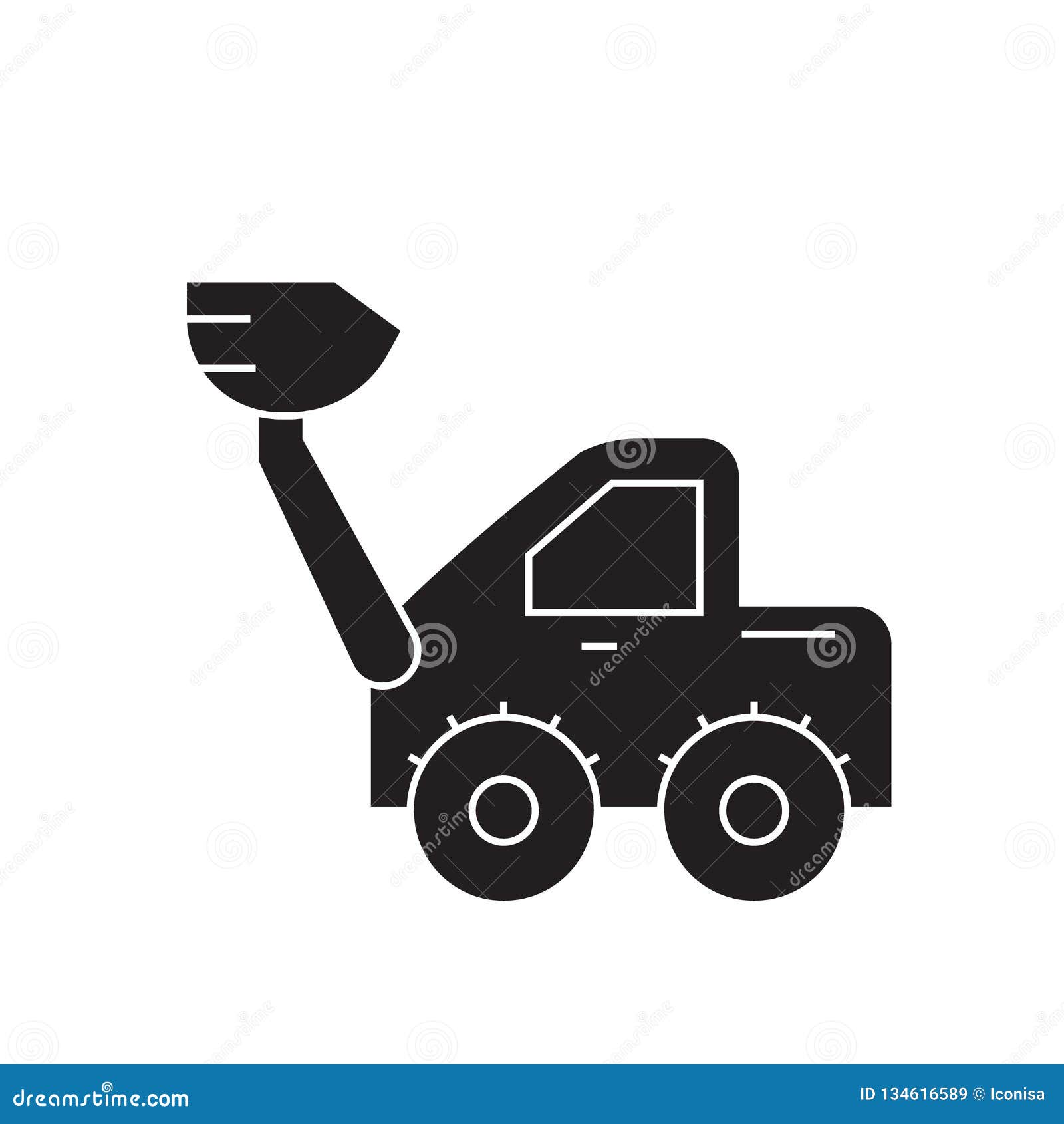 Wheel Loader Black Vector Concept Icon. Wheel Loader Flat Illustration ...